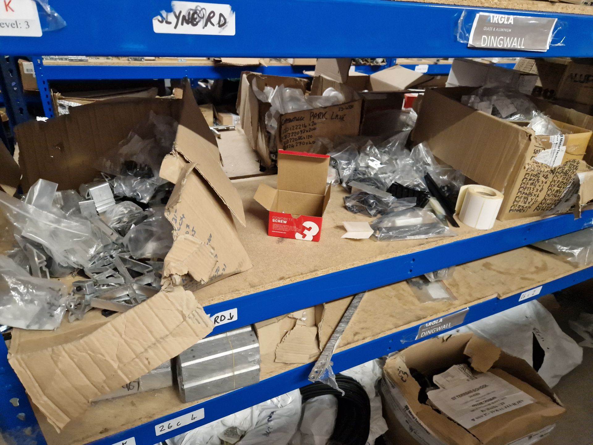Contents to Four Bays of Shelving, including Rubber Gaskets, Aluminium ...