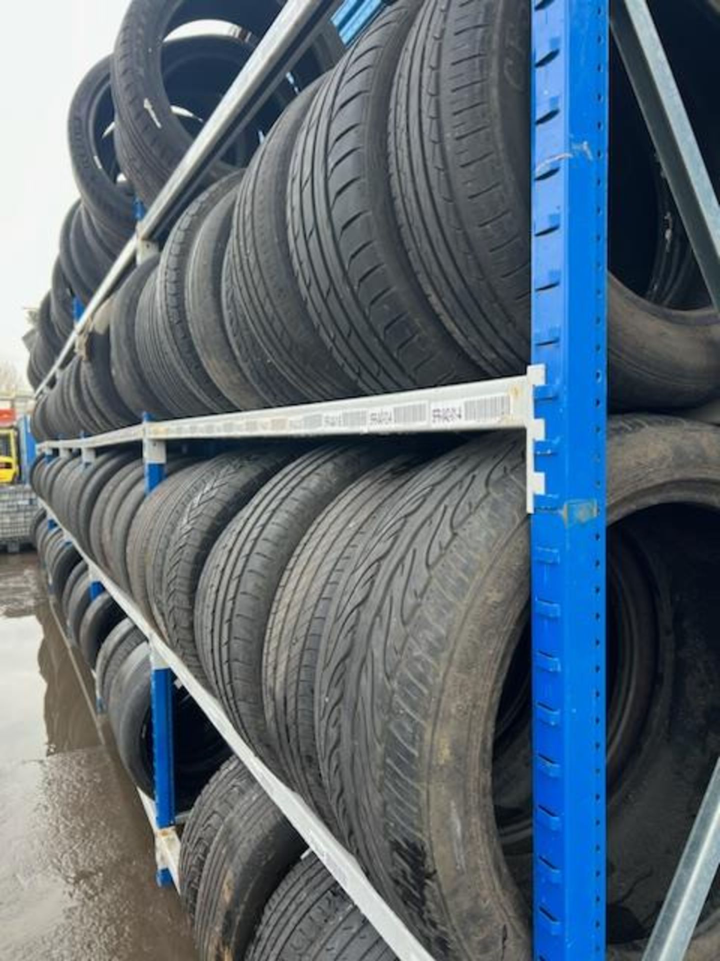 Five Joined Bays Of Tyre Bay Racking, four levels per bay, six frames ...