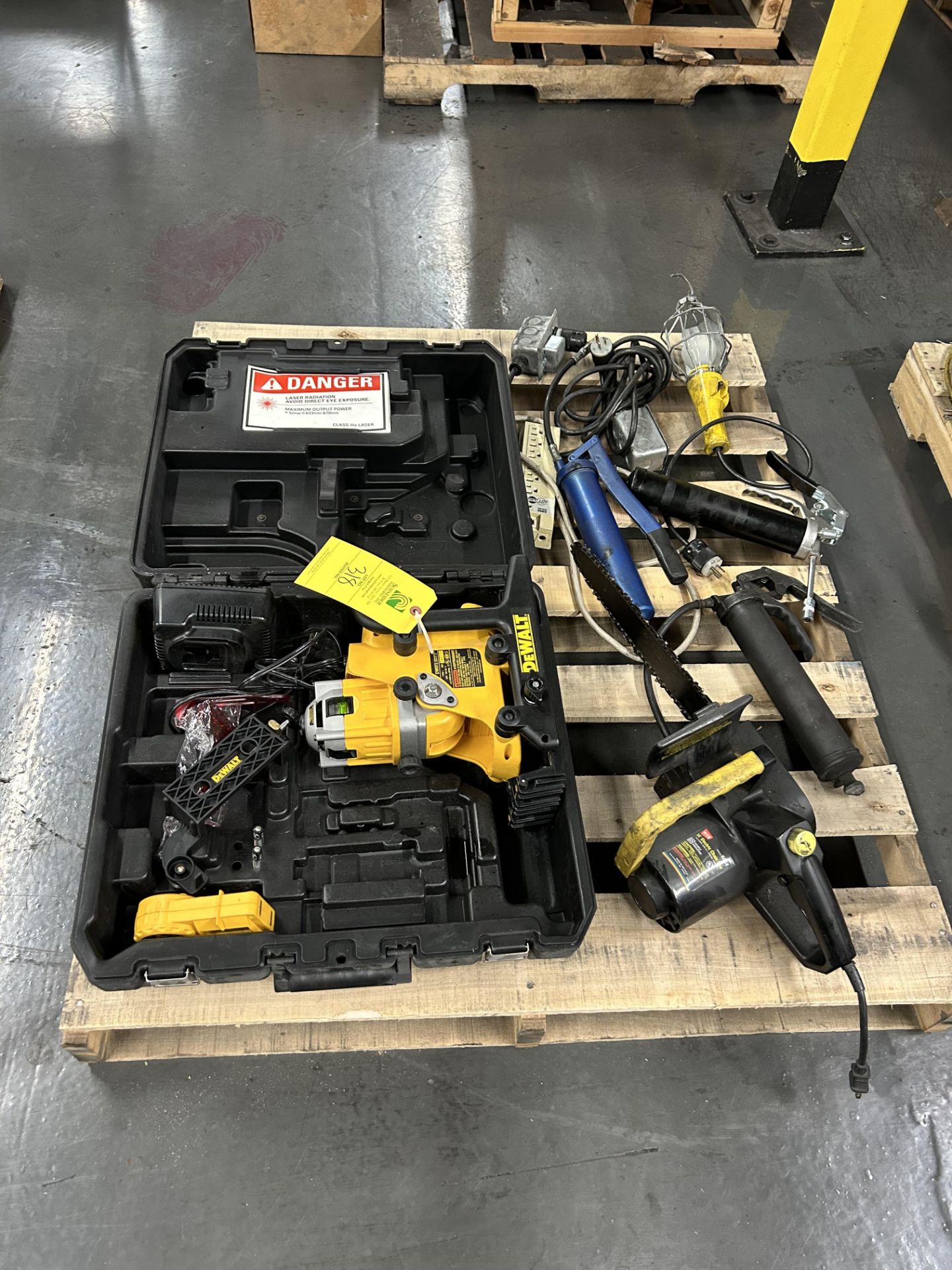 Misc. Shop Equipment, Includes Dewalt Cordless Rotary Laser, Model # ...