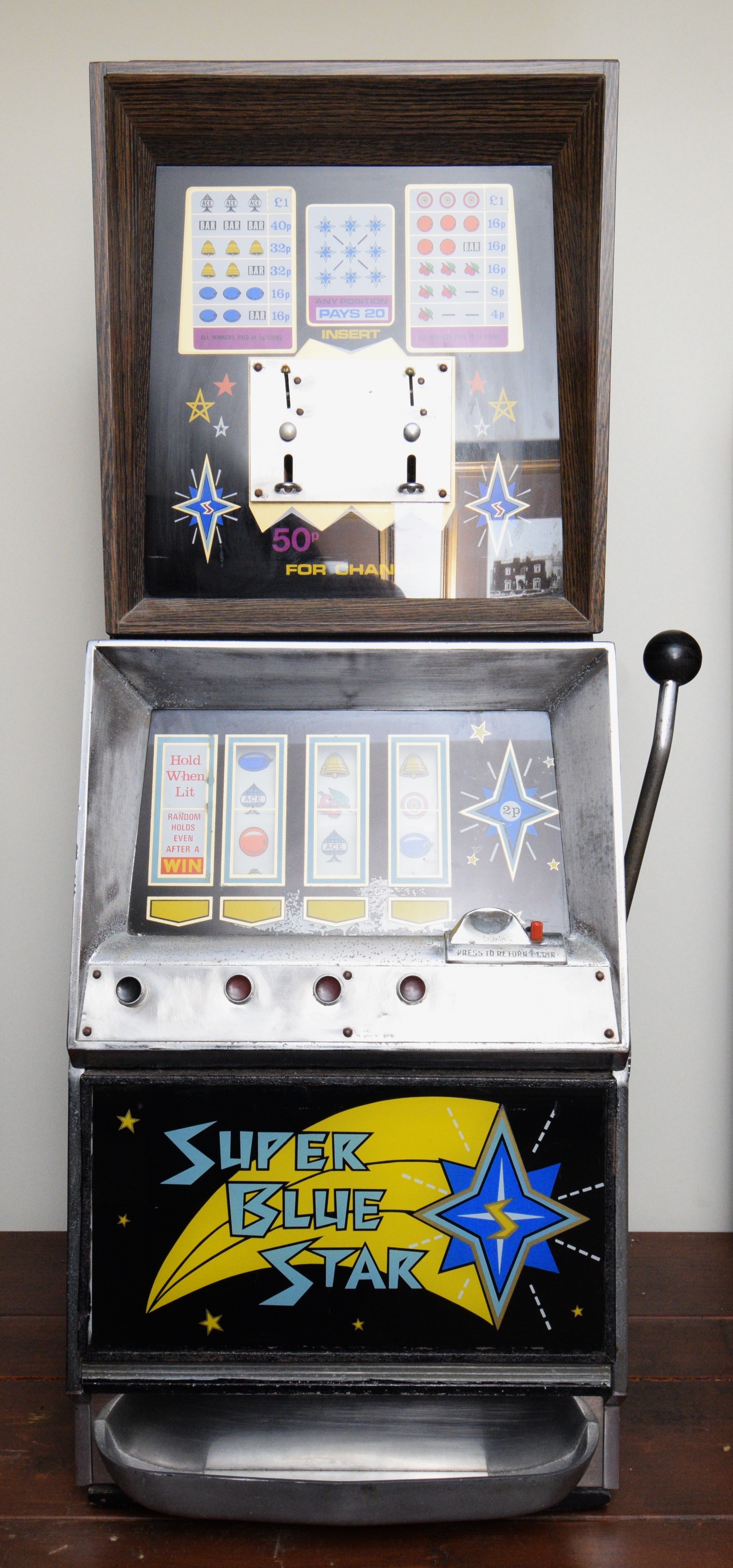 Super Blue Star, an electromechanical three reel and hold slot machine ...