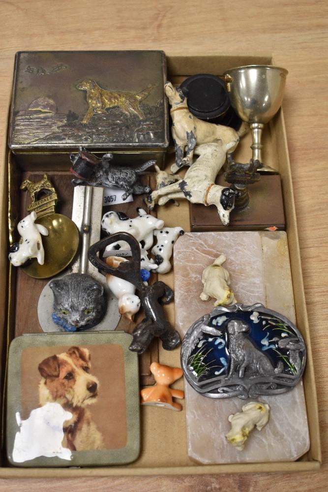 A miscellany of items, to include vintage tin with impressed spaniel to ...