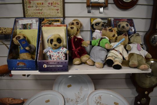 Twelve comparethemarket soft toy meerkats including Aleksandr, Oleg and ...