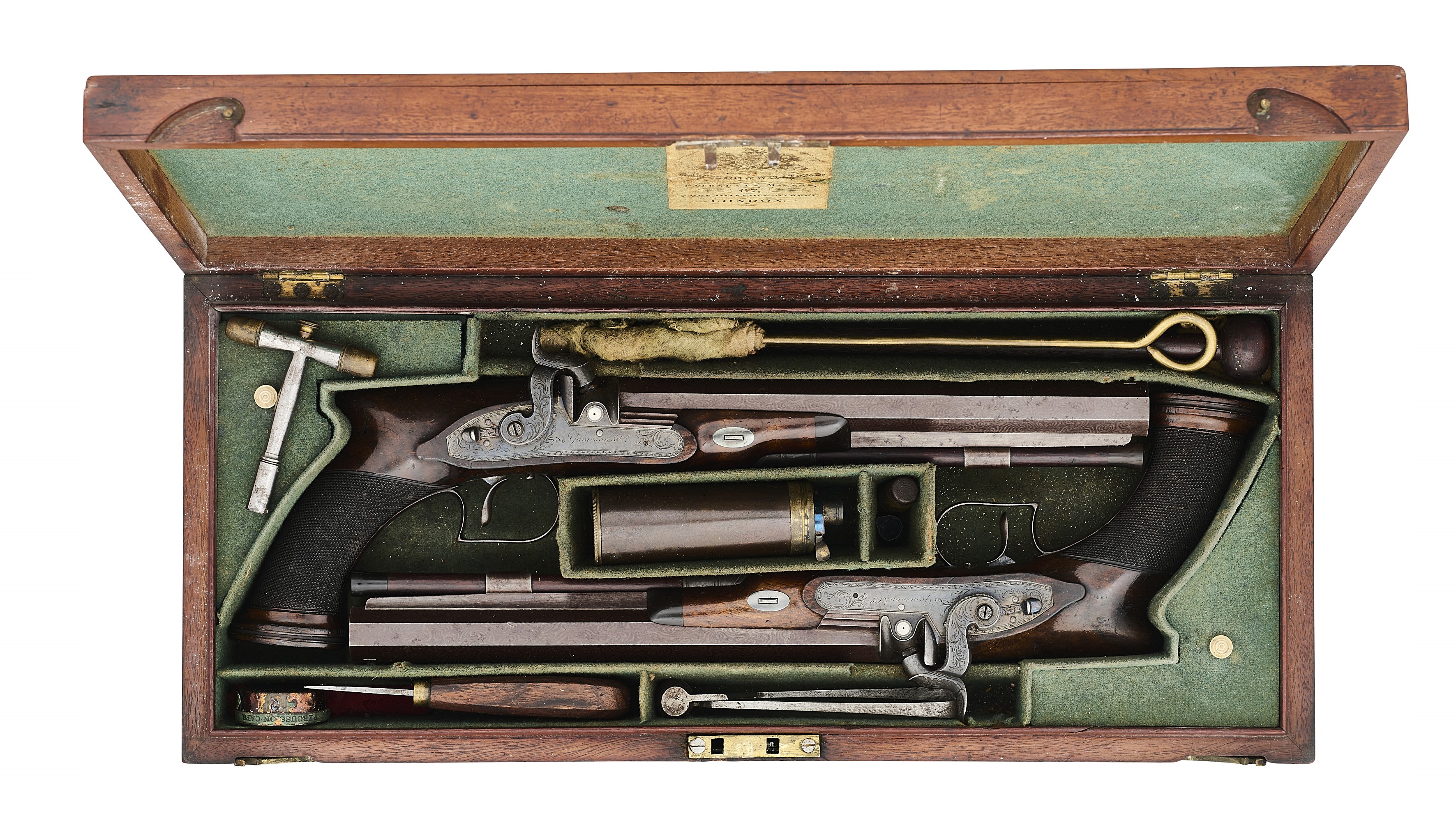 A CASED PAIR OF 34 BORE PERCUSSION OFFICERS PISTOLS BY GAMESON ...