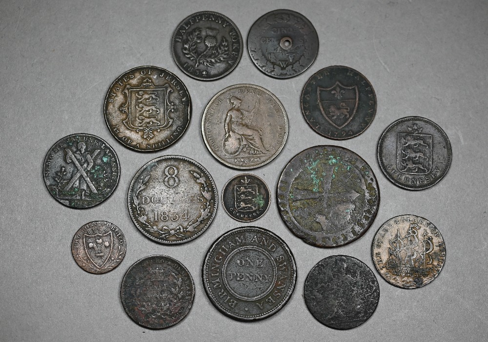 A selection of Georgian and later copper Regional coins and tokens ...