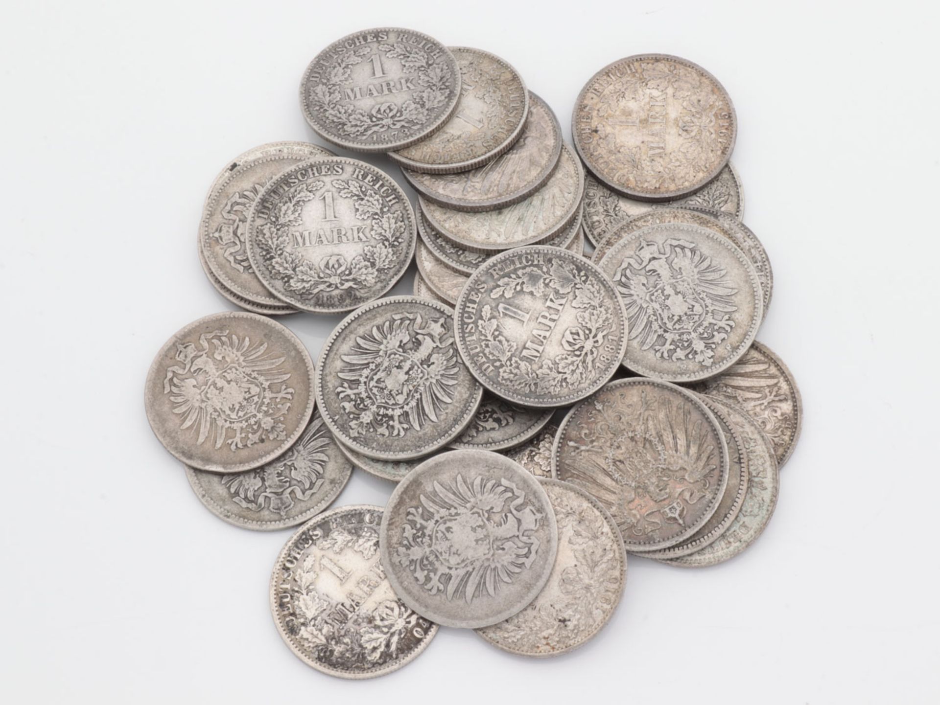 Silbermünzen - 1 Mark ca.31 St., Deutsches Reich 1 Mark: 2x 1873, 4x ...