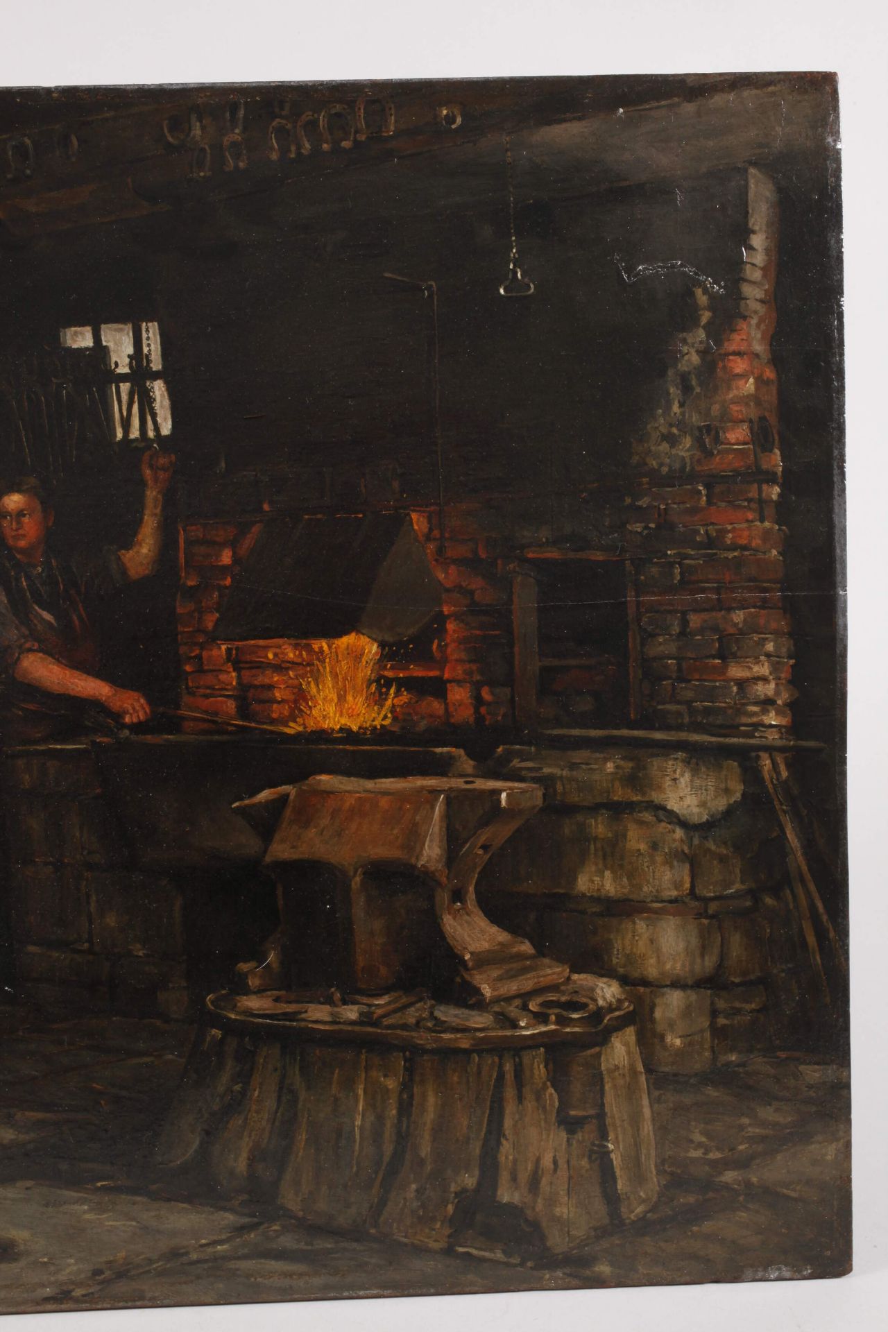 Erich Hammer, "In der Schmiede"urige, spärlich beleuchtete Schmiede mit ...