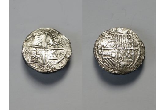 HMS ASSOCIATION SHIPWRECK COIN. A Spanish Netherlands 8 reales cob ...