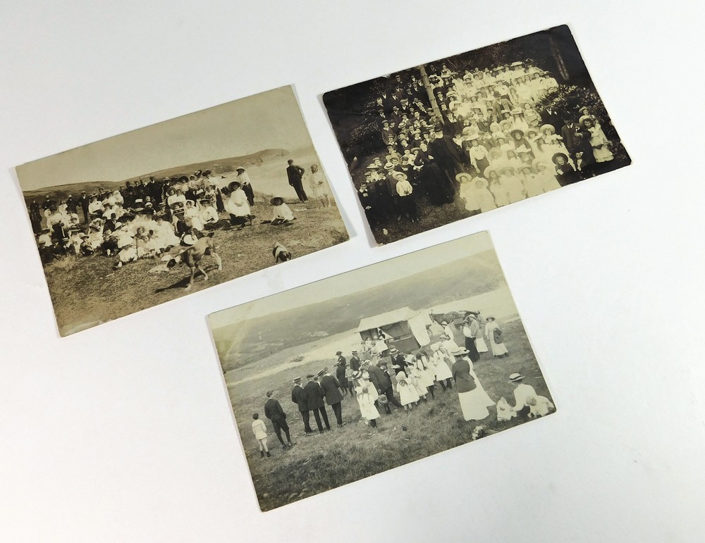 CORNWALL OUTINGS POSTCARDS. Three real photograph, early 20th century ...