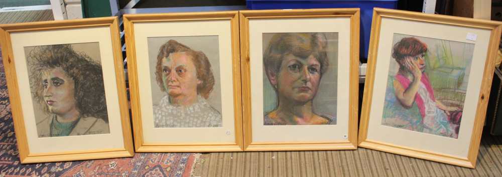James Cleaver ARCA (1911-2003), portraits, four pastel drawings, 26cm x ...