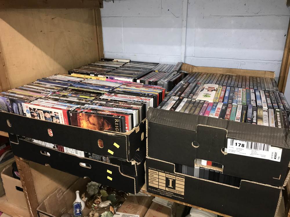 Six boxes of DVDs