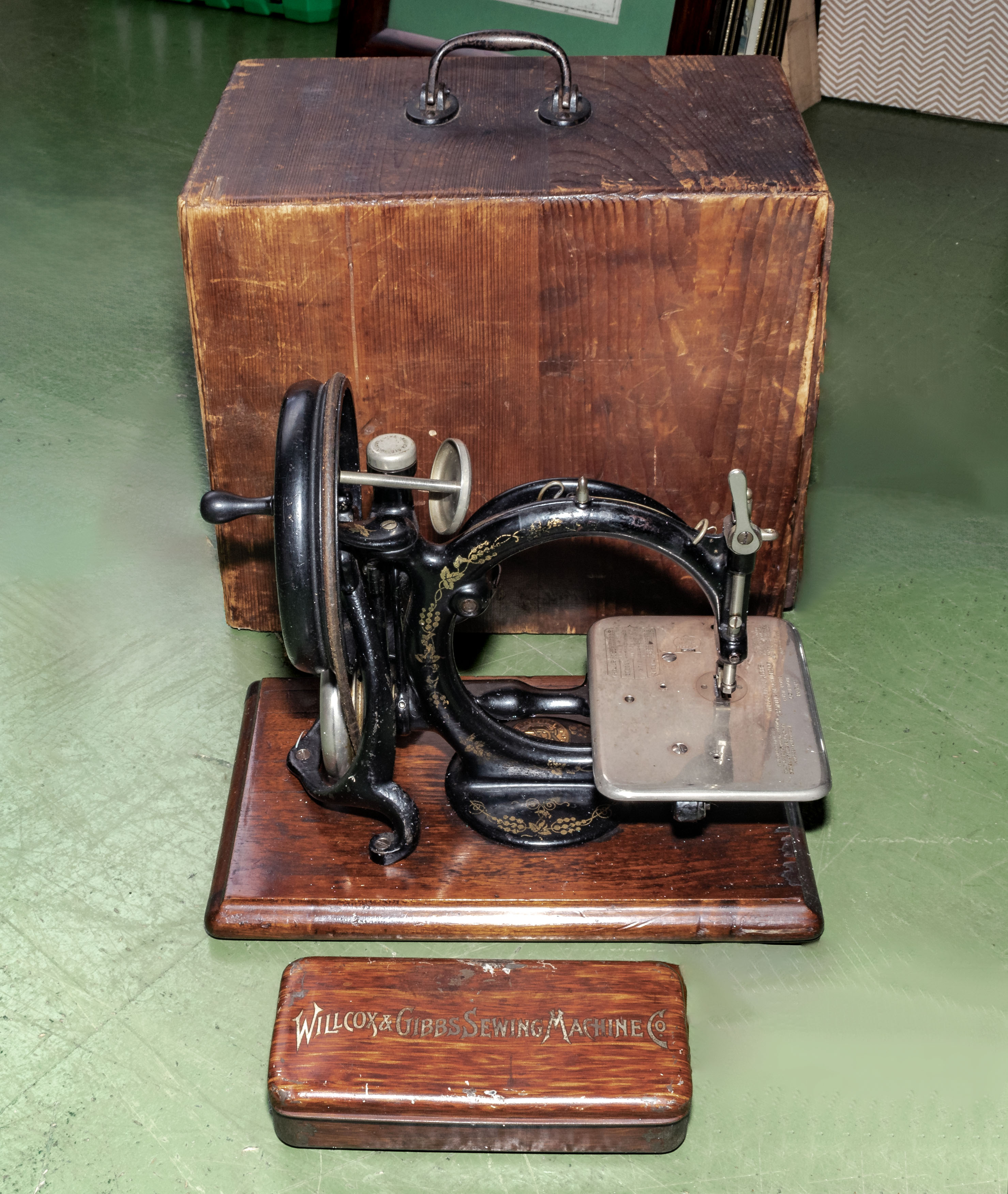 Vintage Wilcox & Gibbs Sewing Machine in original box