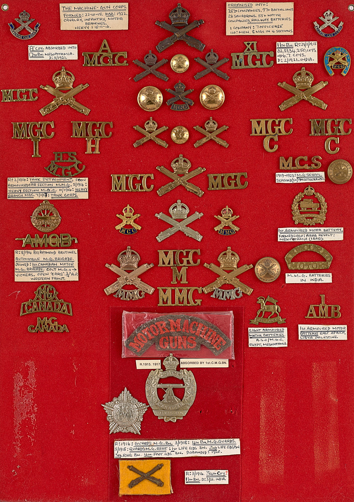 Machine Gun Corps and MMG approx. 49 badges etc. Board with good ...