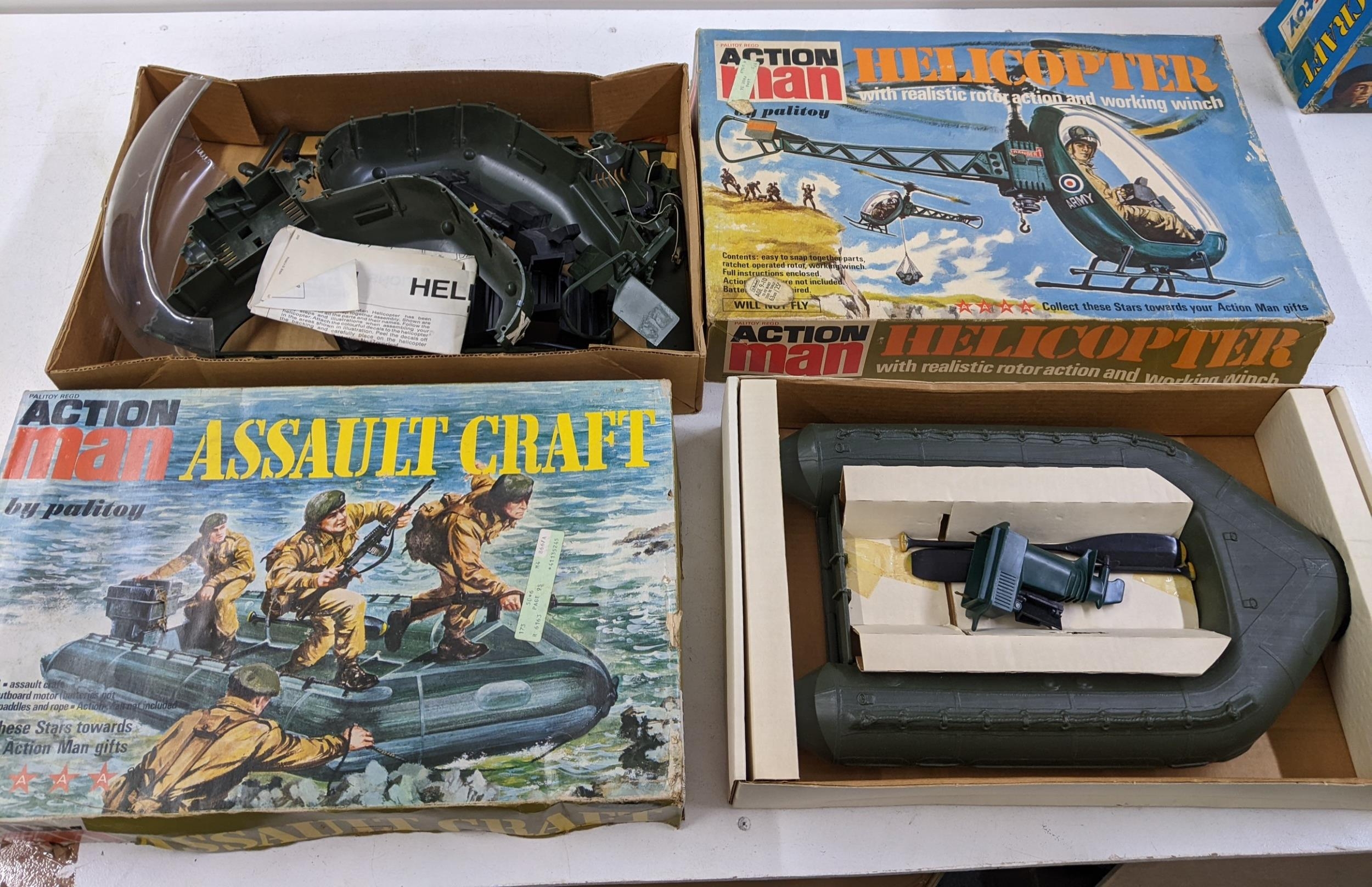 Three boxed Action Man Playsets by Palitoy to include Helicopter ...