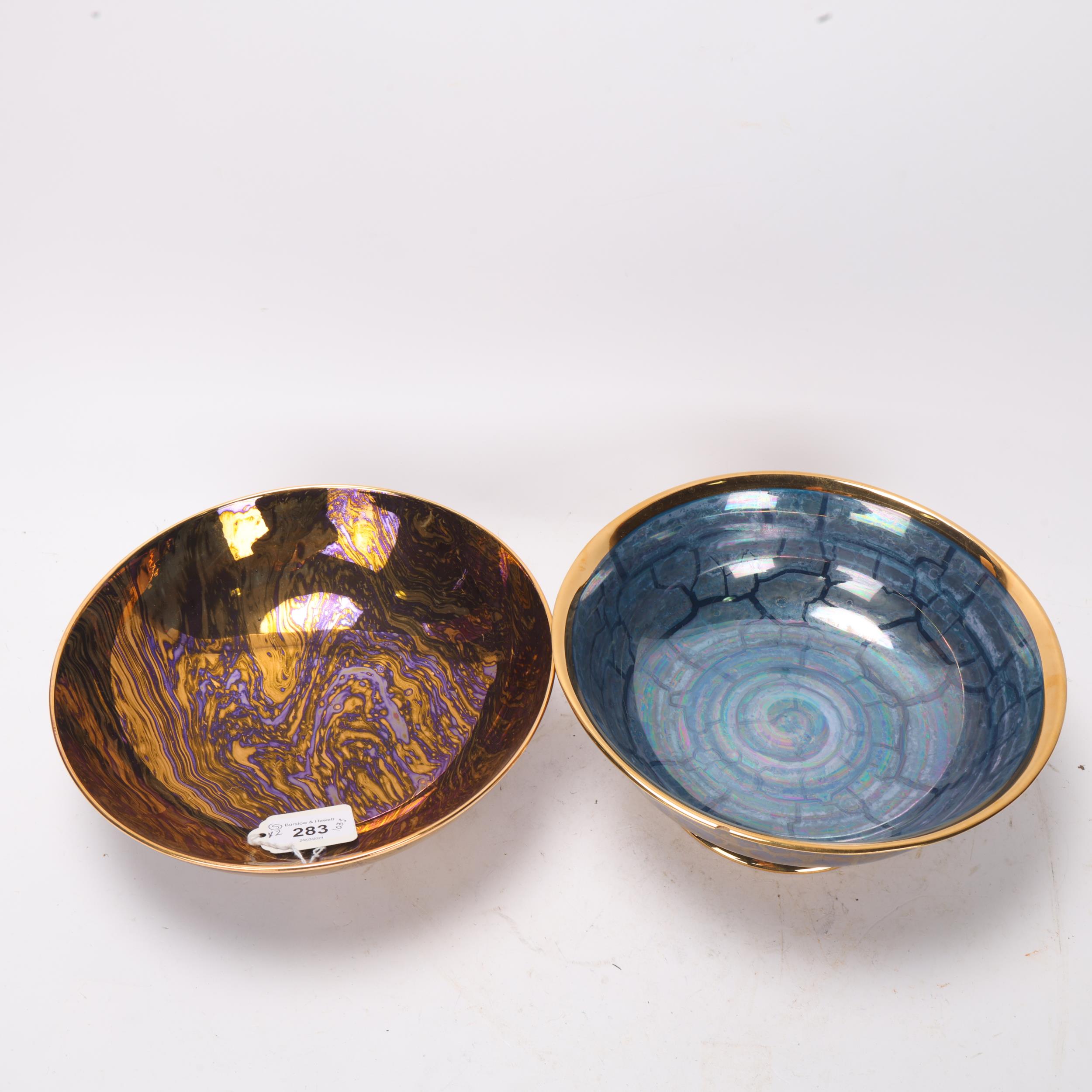 CAROLINE & STEPHEN ATKINSON-JONES, two slip-cast fruit bowls, with gold ...