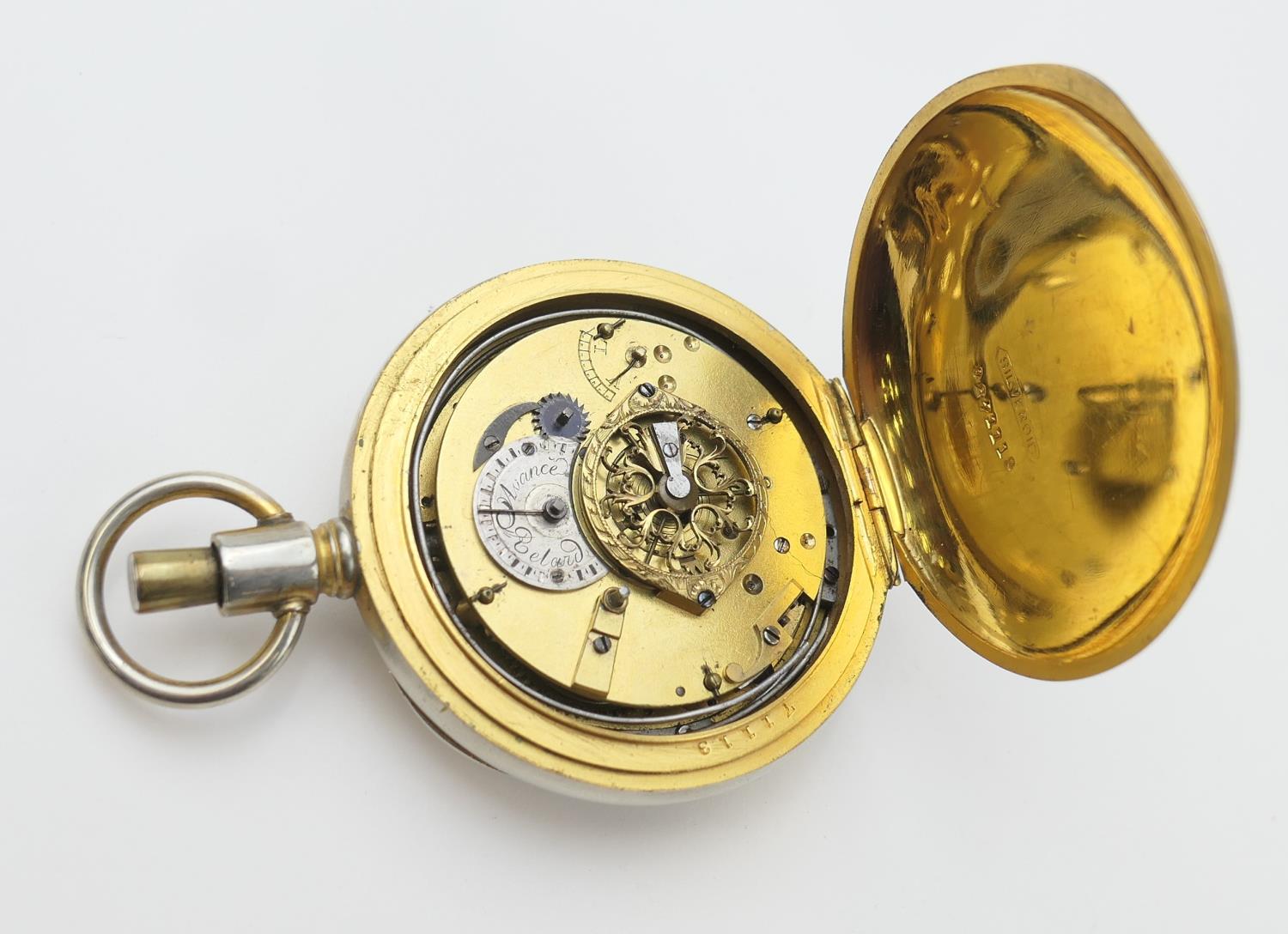 French quarter repeating parcel gilt pocket watch, 19th Century, white ...