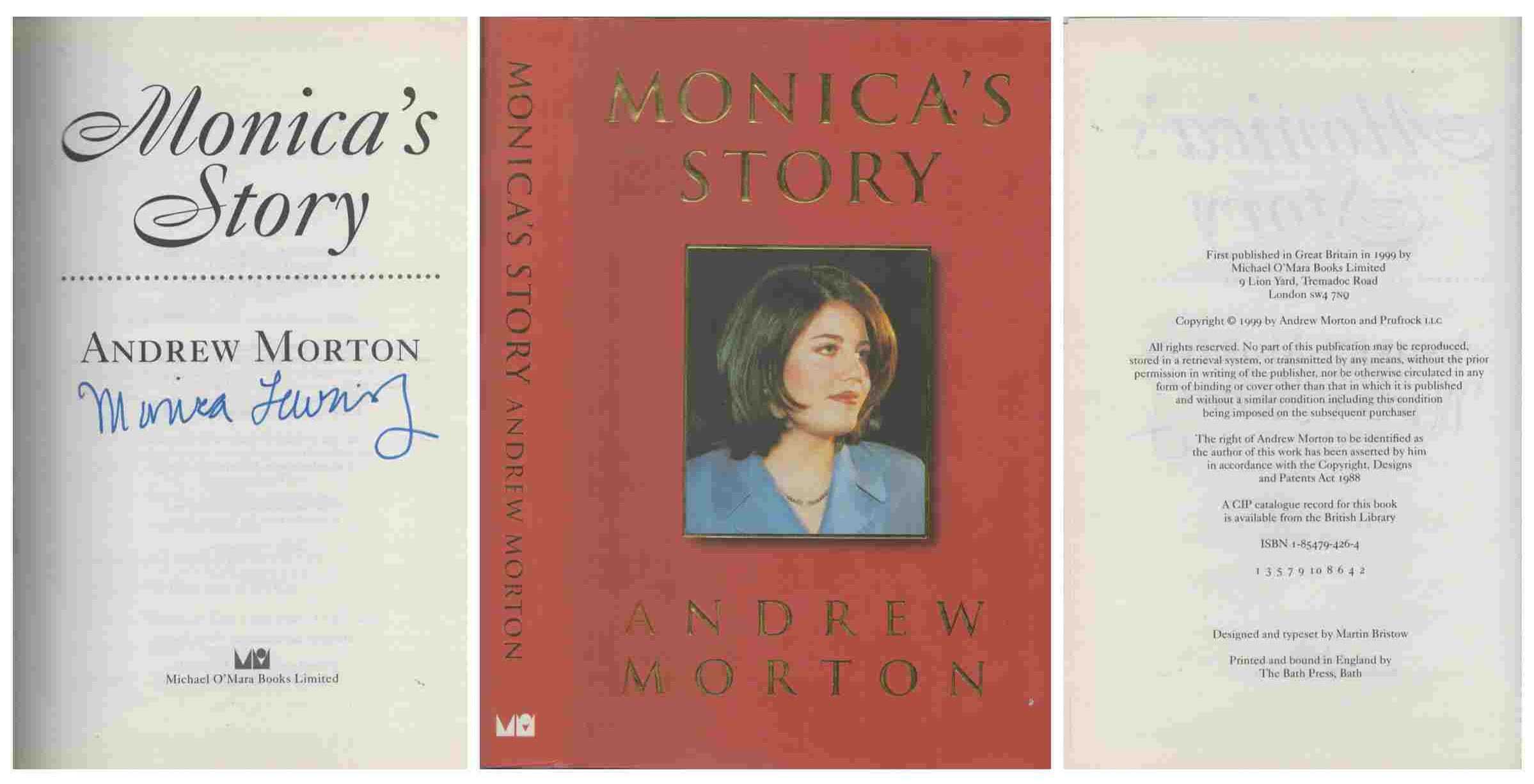 Monica Lewinsky signed hardback book titled 'Monica's story' Author ...