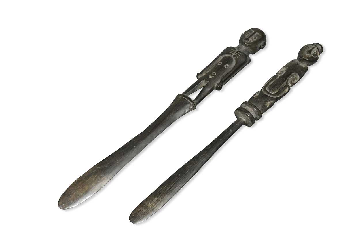 A Massim Carved Wood Lime Spatula Papua New Guinea 19th Early 20th
