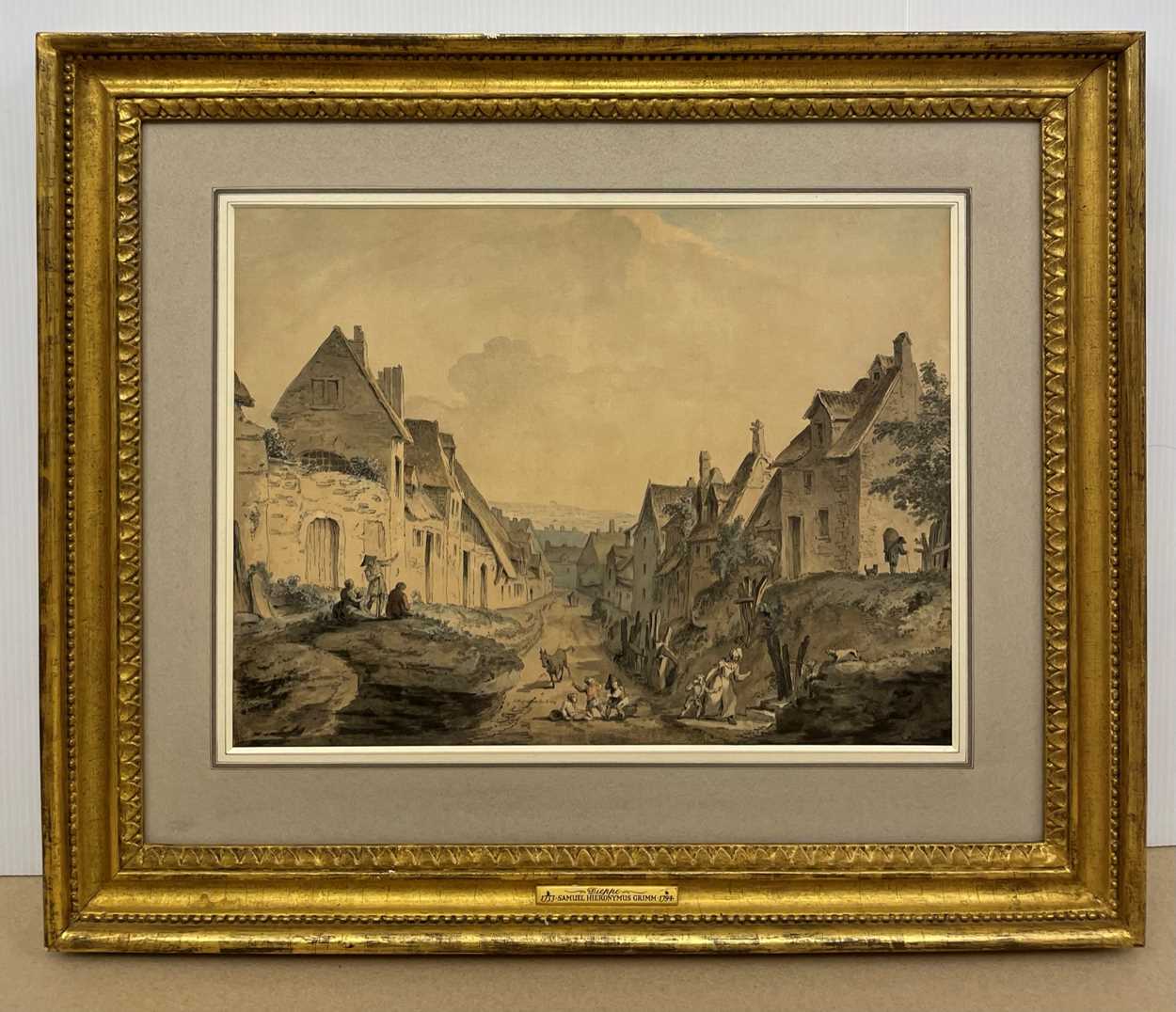 Samuel Hieronymus Grimm (1733-1794) A street in Dieppe, France signed ...