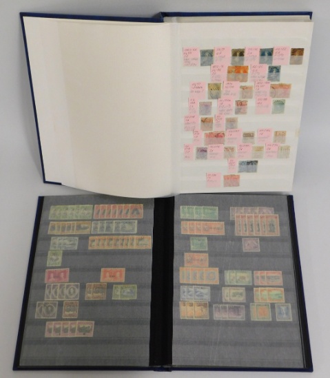 Two New Zealand stamp albums, approx. 19 pages with stamps