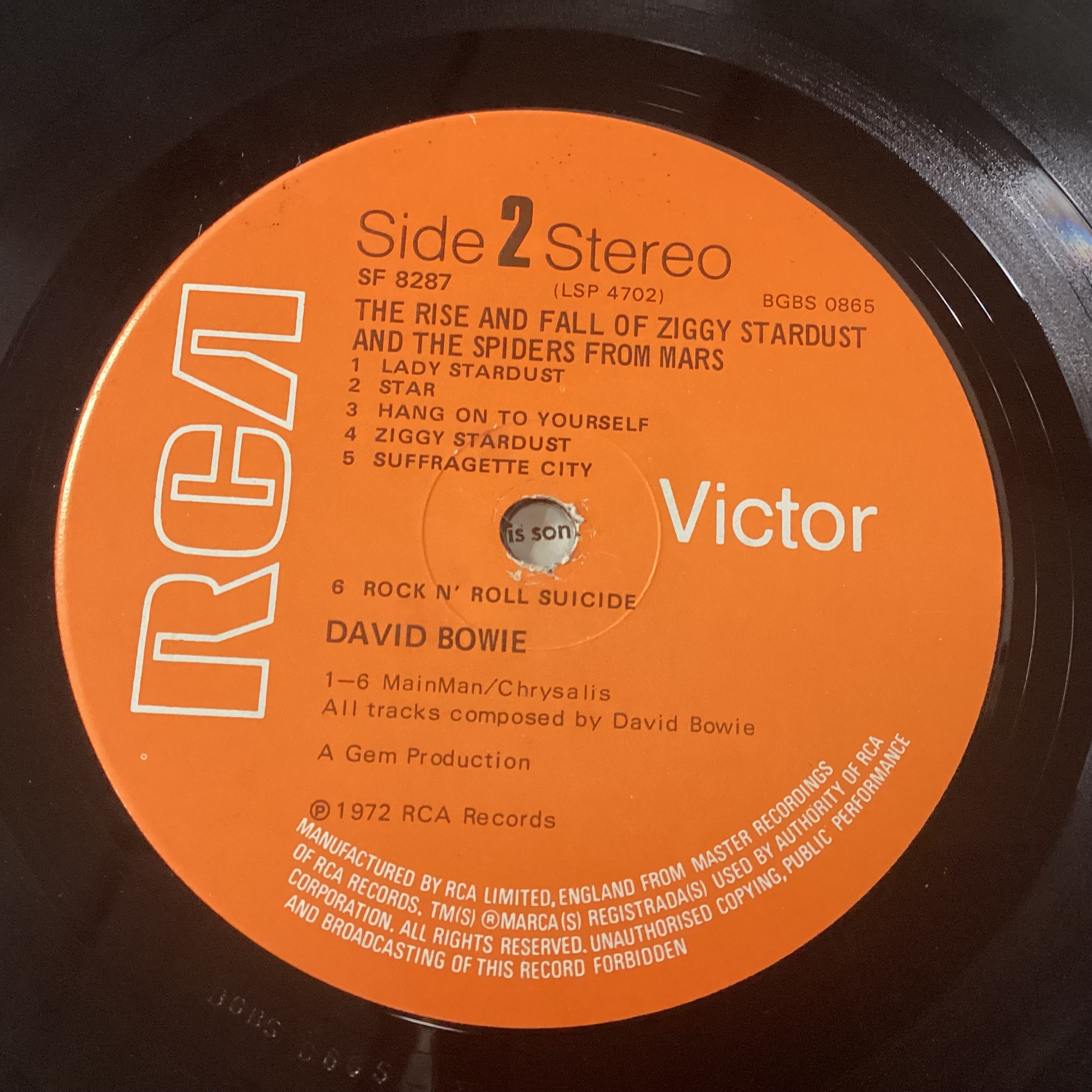 DAVID BOWIE VINYL ALBUM ‘ZIGGY STARDUST AND THE SPIDERS FROM MARS ...