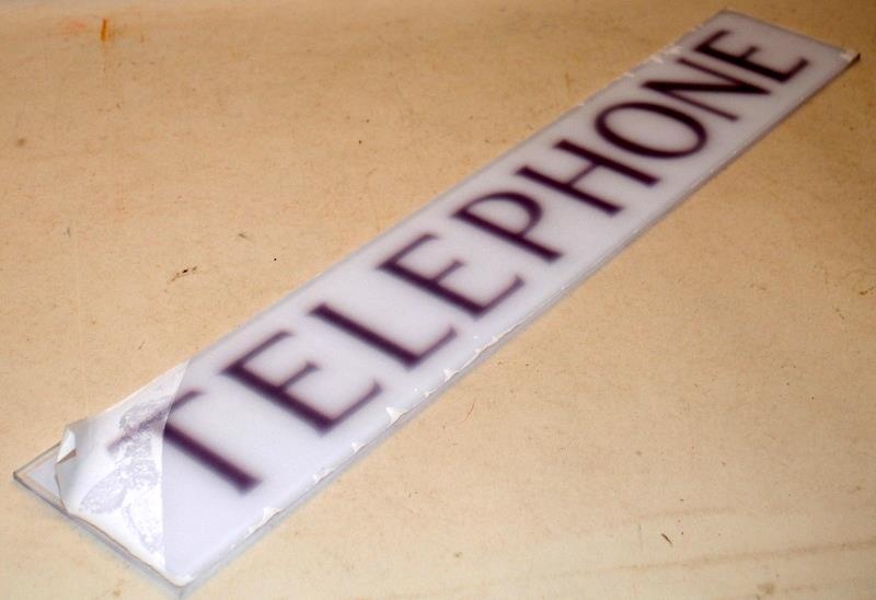 GPO K6 Red telephone box 'TELEPHONE' sign, clear perspex with ...