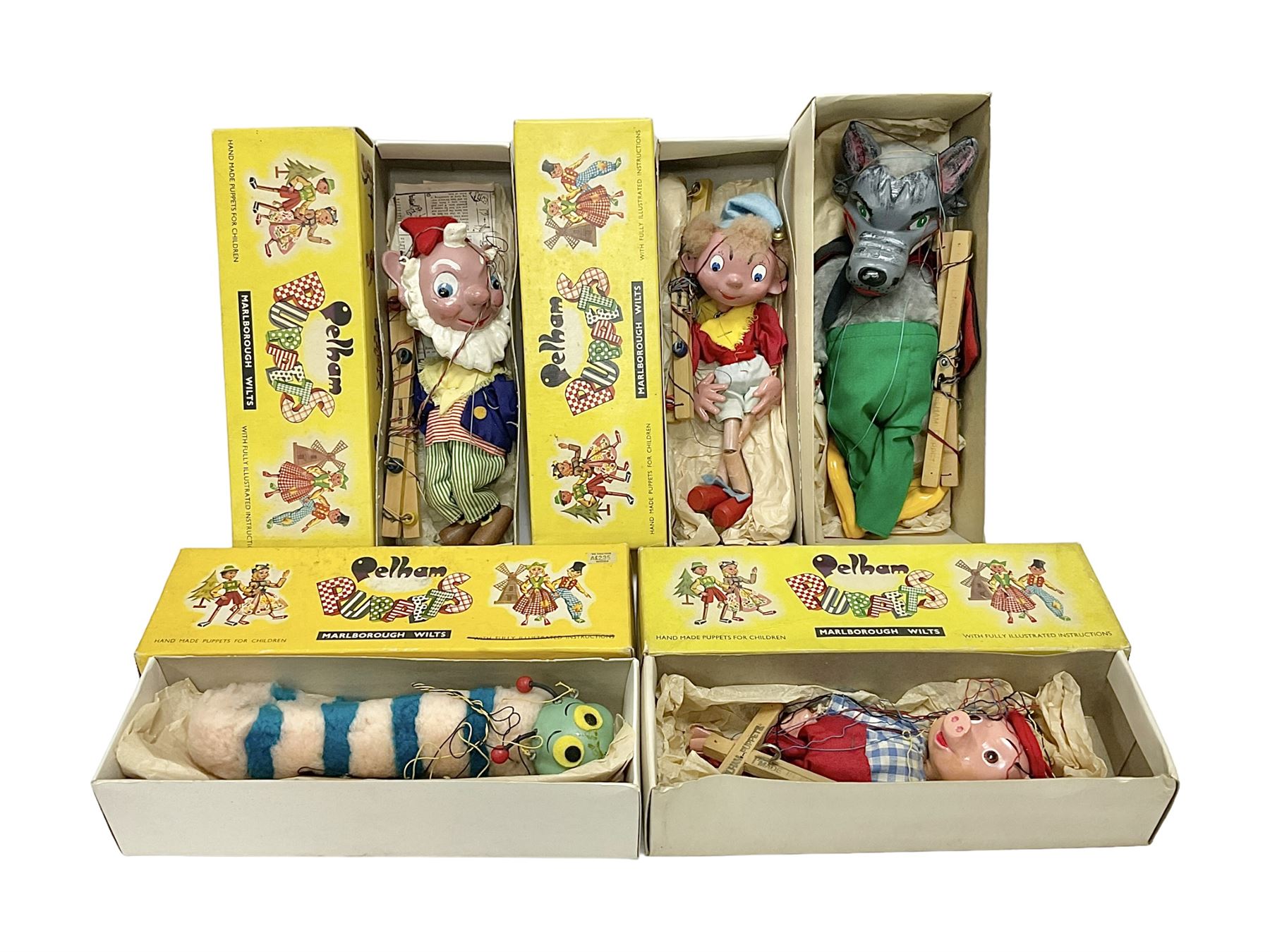 Pelham Puppets - five puppets comprising SL Perky, A6 Caterpillar, SL ...