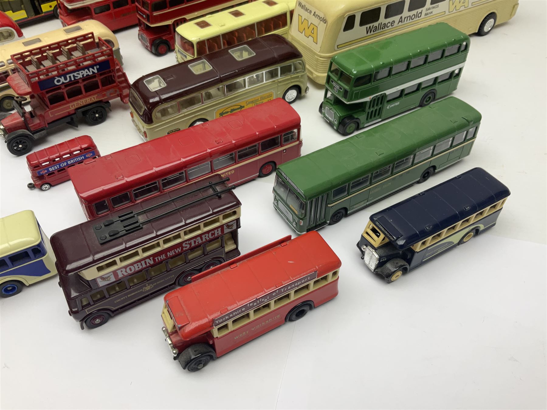 Thirty-one modern die-cast models of buses, coaches and wagons of ...