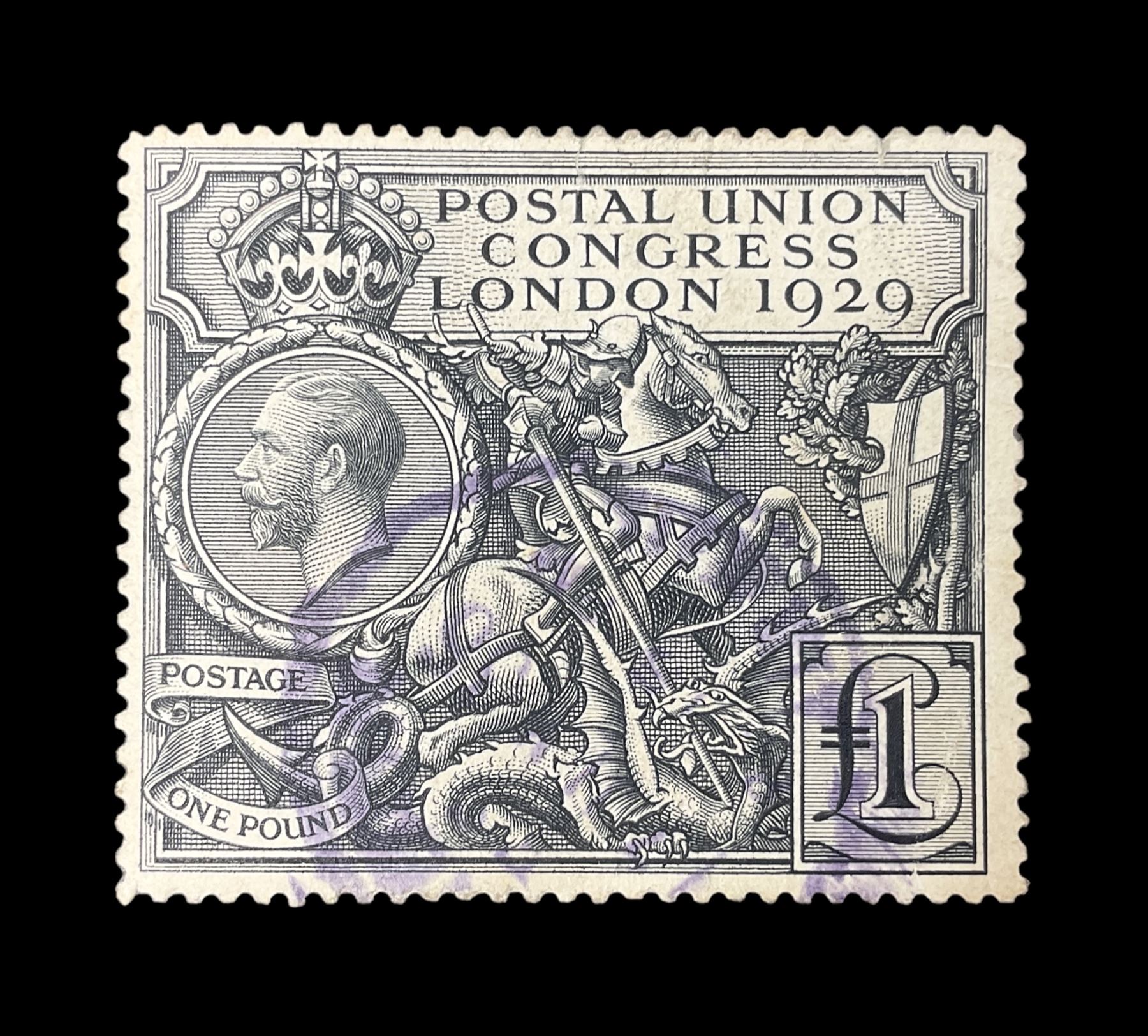 Great Britain King George V 1929 Postal Union Congress one pound stamp ...