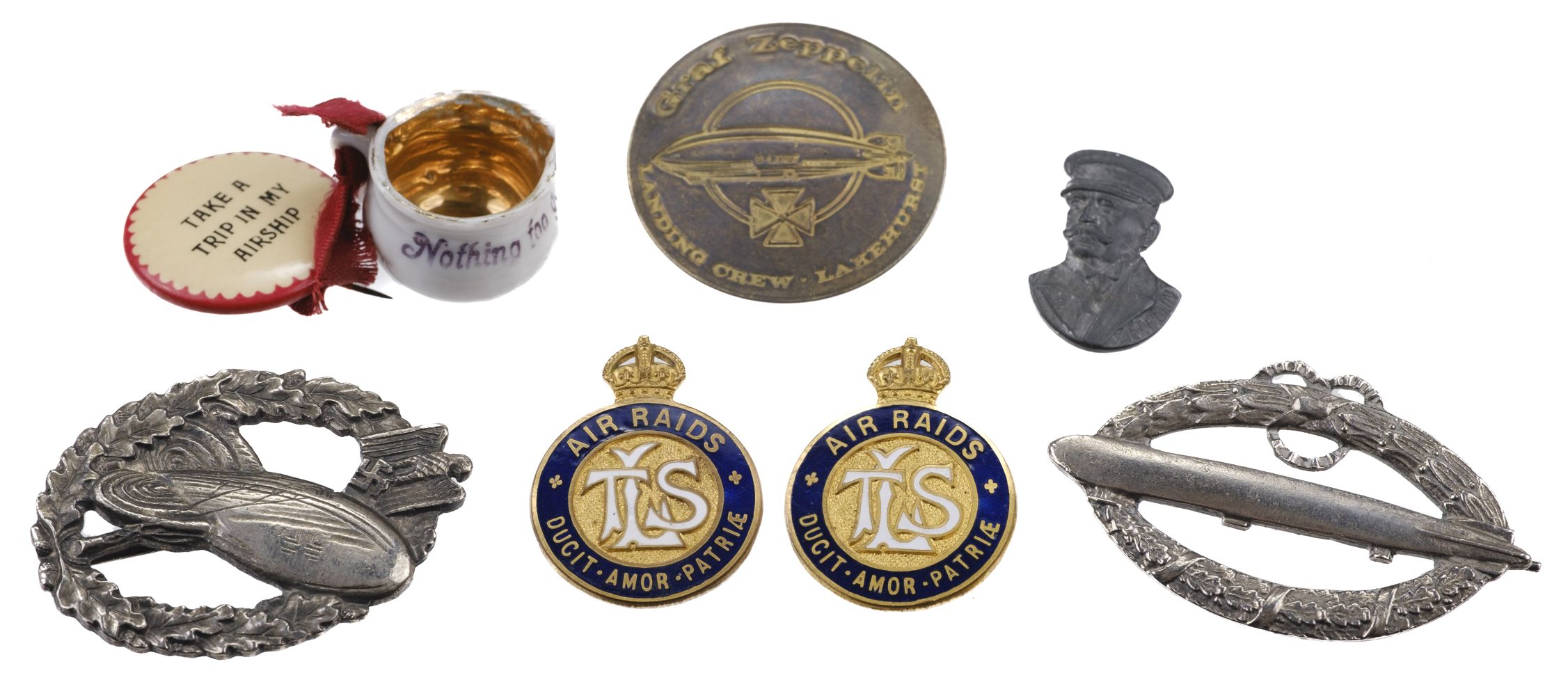 * Airship Badges. WWI German Airship Zeppelin Crew badge, white metal ...