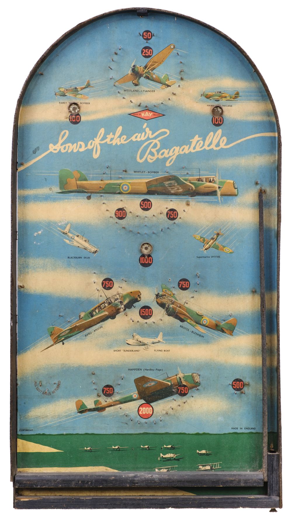 * Bagatelle. A novelty aviation bagatelle games board by Kay Toys ...