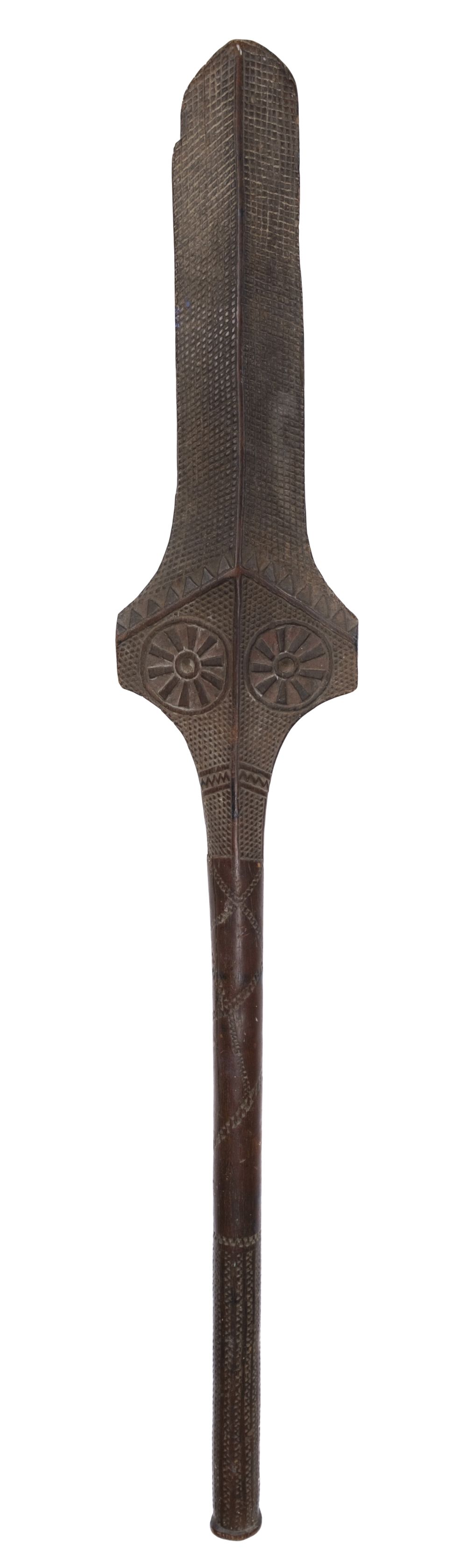 * Tribal Art. A Fijian hardwood paddle-shaped war club (Kinikini ...