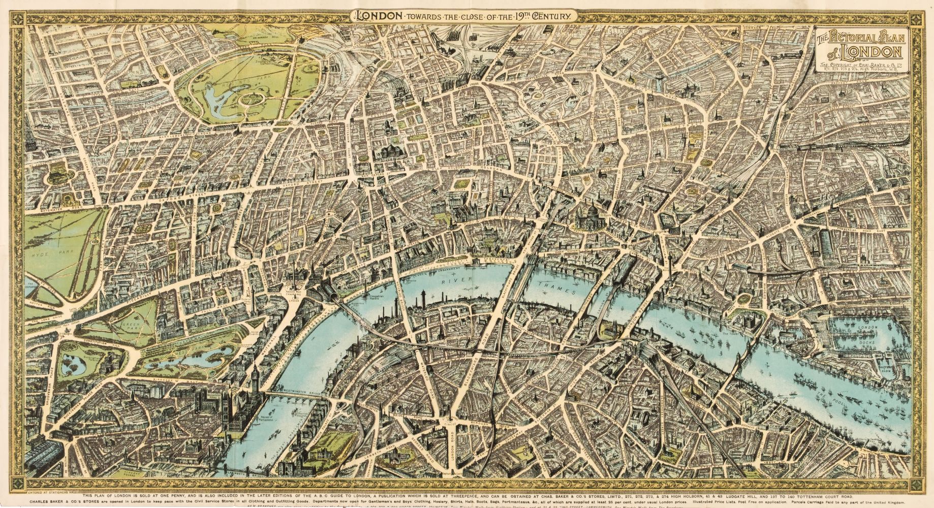 London. Baker (Charles, publishers). The Pictorial Plan of London ...