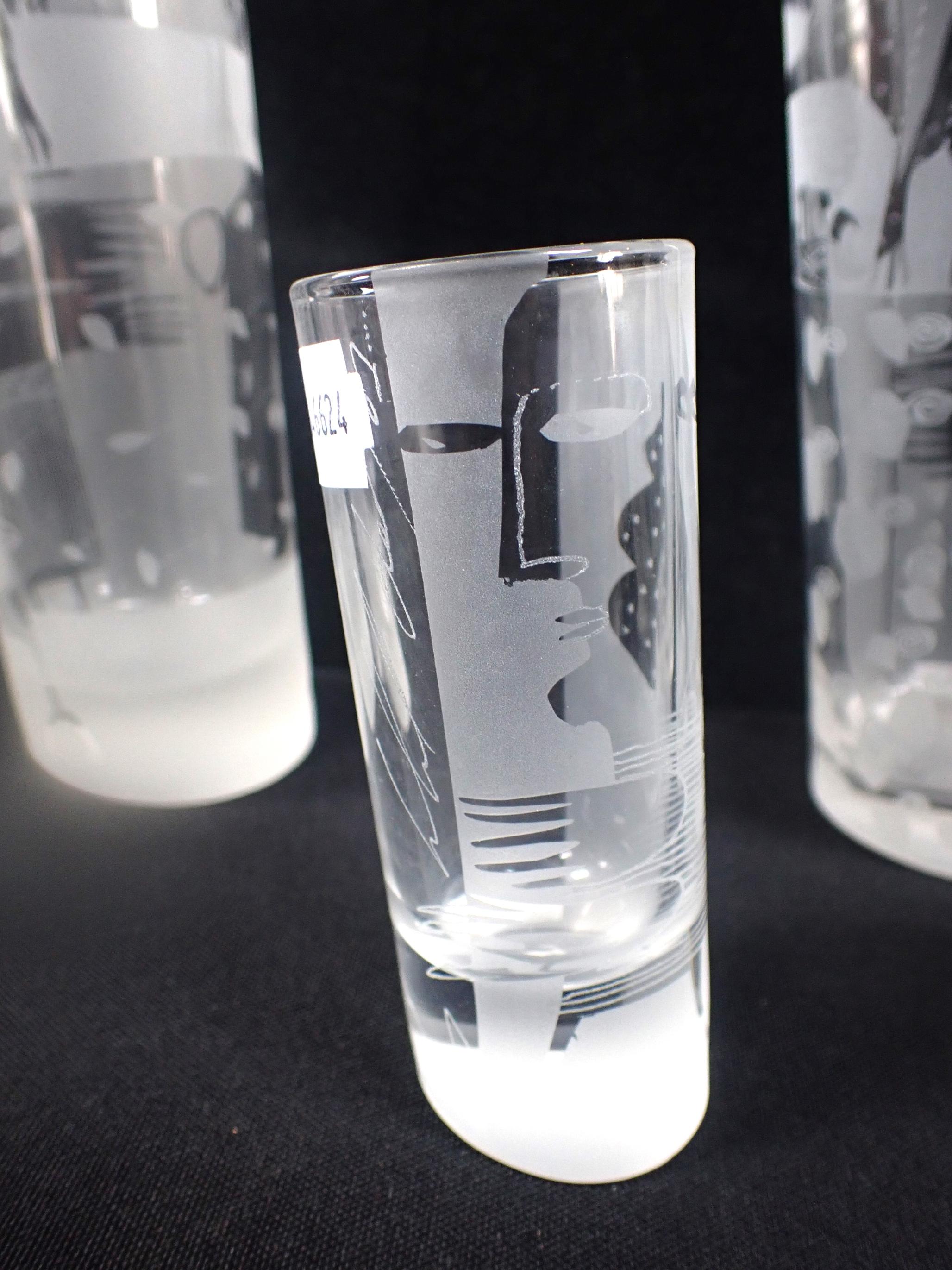 A WEDGWOOD STENNETT WILSON GLASS CANDLEHOLDER with a set of modern ...
