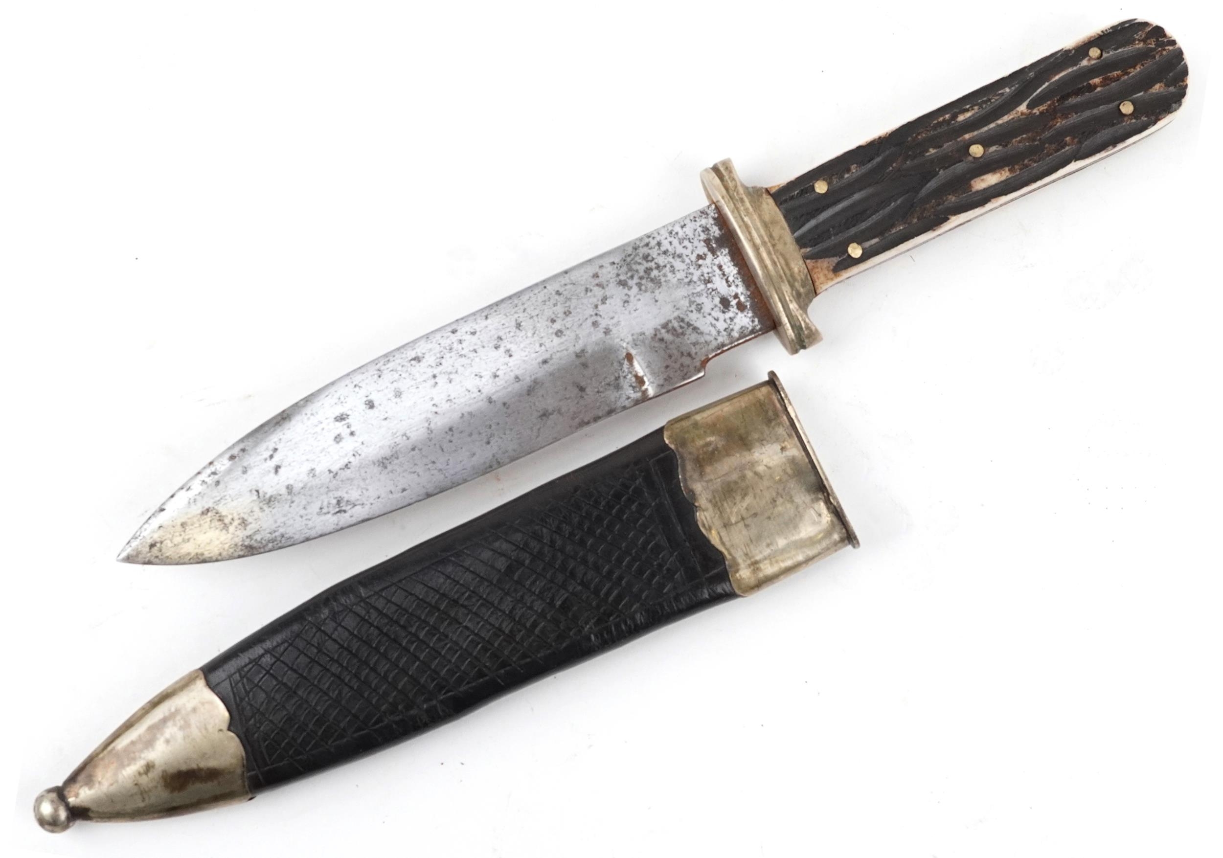 19th century American hunting knife by M Price San Francisco with ...