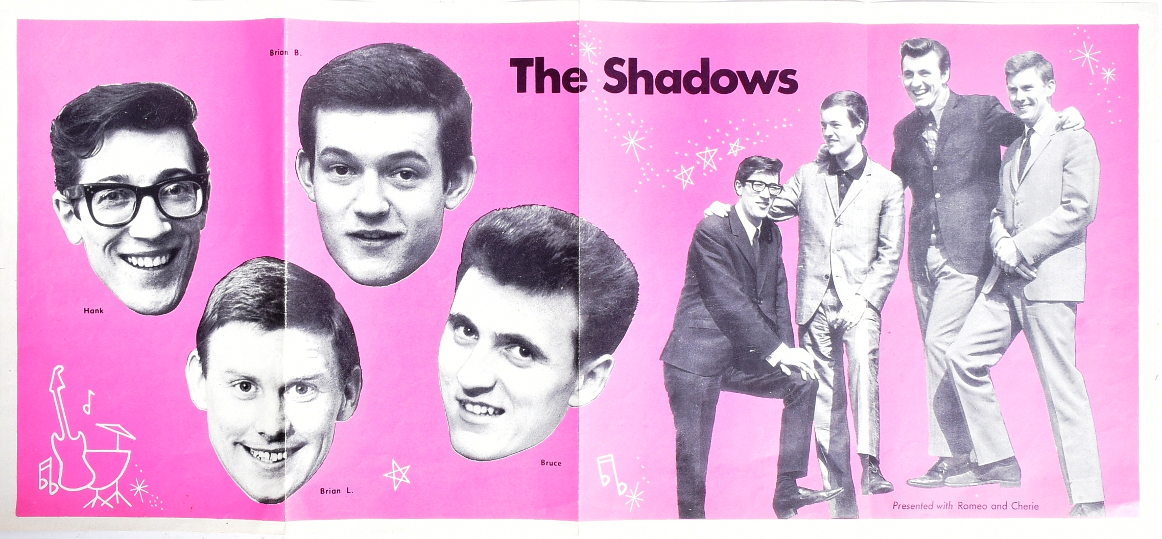 The Shadows - an original vintage c1960s Romeo & Cherie fanzine pull ...