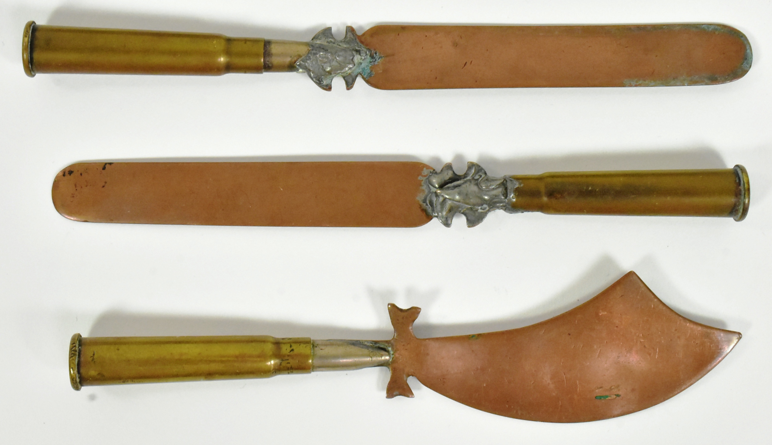 A collection of x5 WWI First World War trench art letter openers made ...