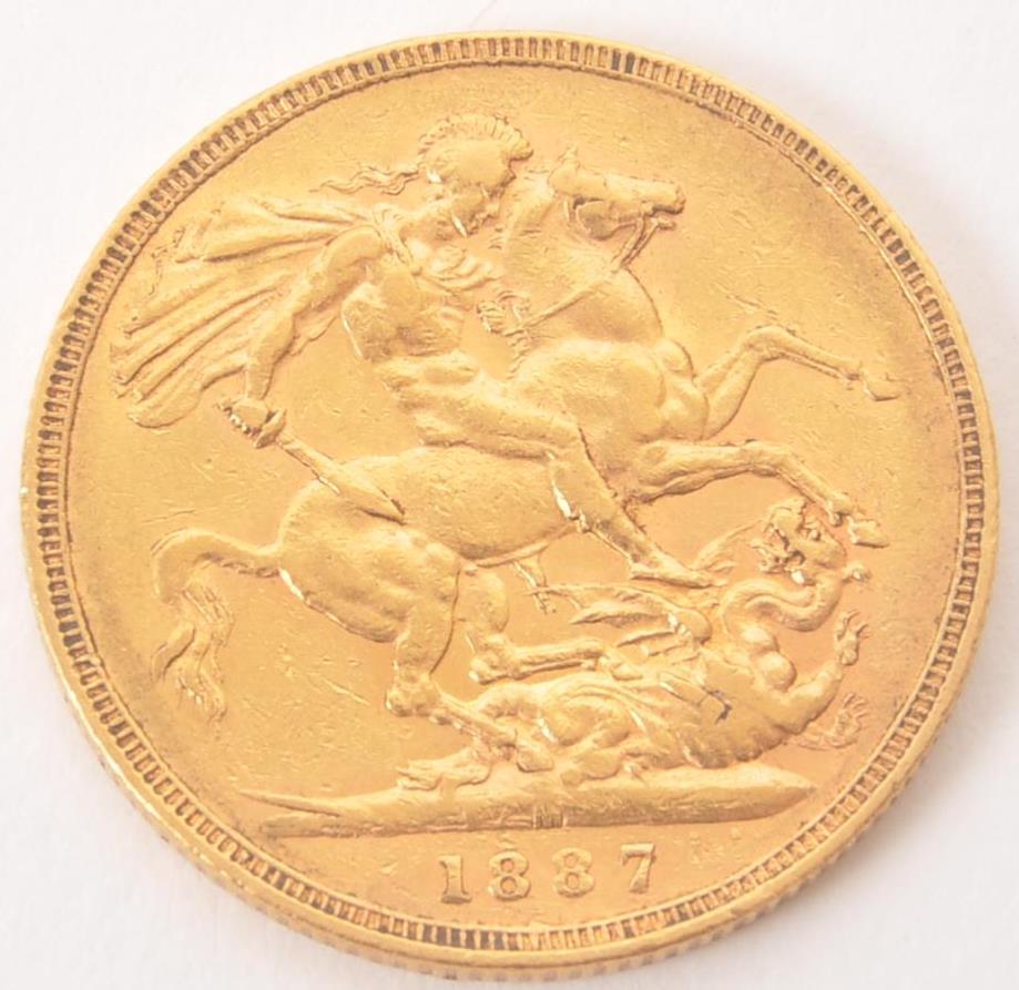 A 1887 Queen Victoria United Kingdom 22ct full gold sovereign coin ...