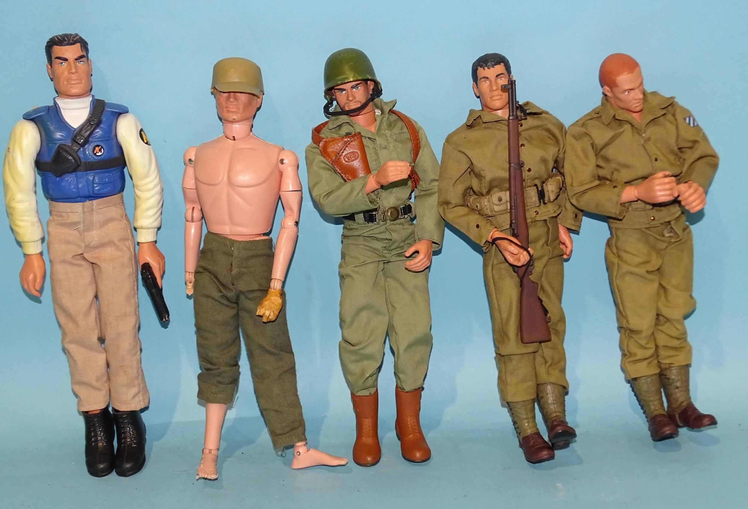 A 1996 Hasbro pistol-shooting Action Man, a 1964 Action Man (a/f), a ...