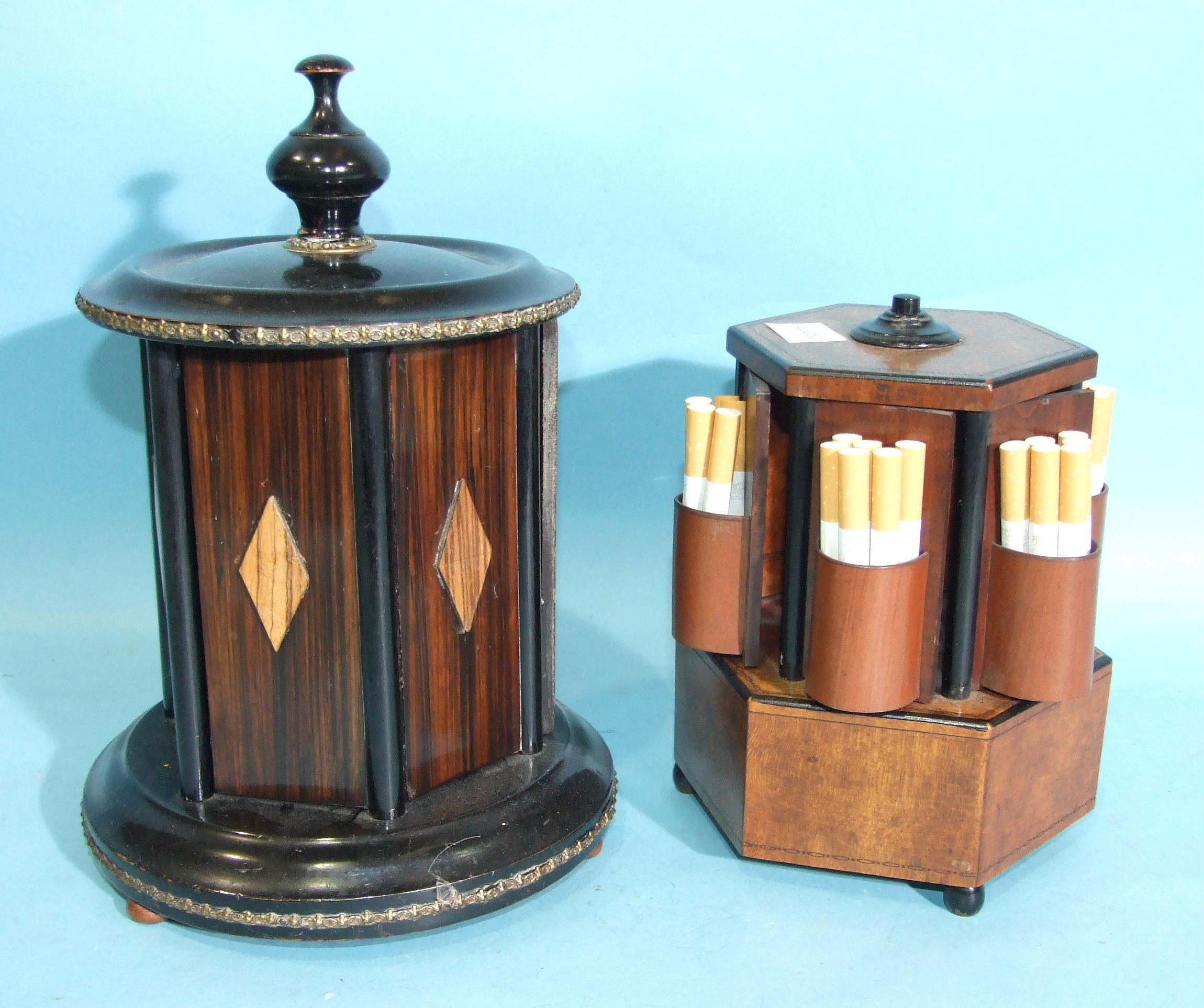 A metal-mounted stained wood "Merry Go Round" cigarette or cigar ...