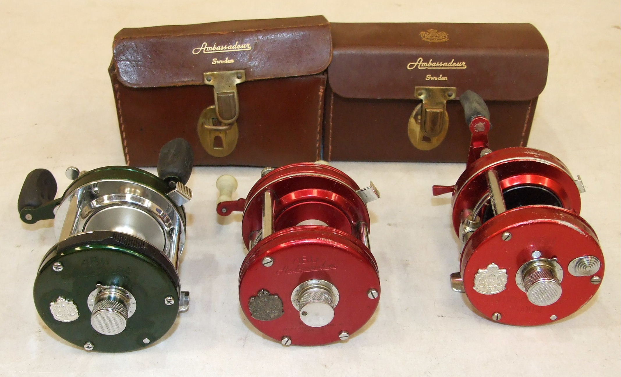An Abu Ambassadeur 5000 multiplier reel, a 5000B multiplier reel, both ...