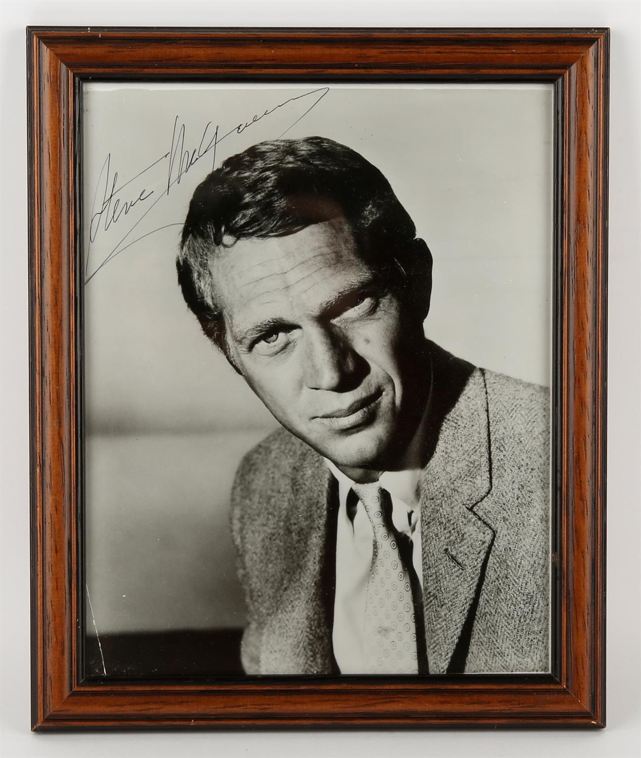 Steve McQueen Framed and Glazed Autograph, on a b/w photo c 1960s, sold ...