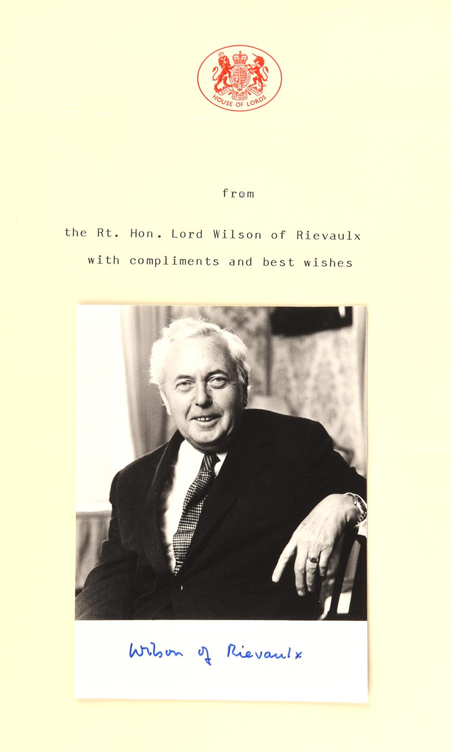 Autographs: Sir Harold Wilson, Baron Wilson of Rievaulx (1916-1995 ...
