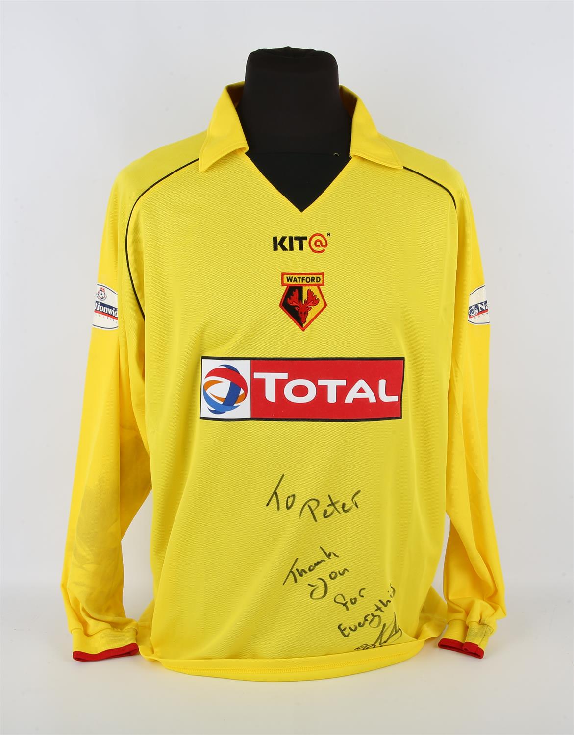 Watford Football club, Stephen Kelly (No.32) shirt from 2003-2004, L/S ...