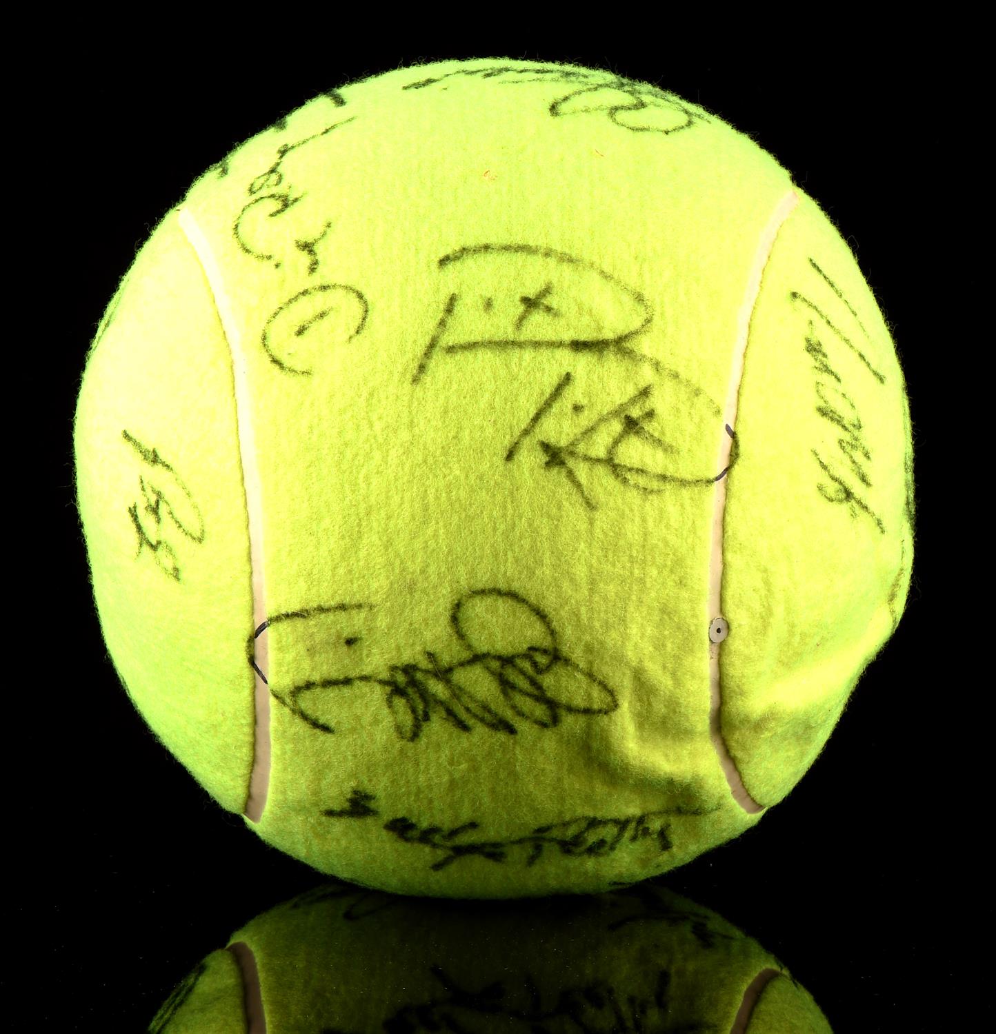 Signed Wimbledon HI VIS Large Slazenger Tennis Ball Signed 17 times ...