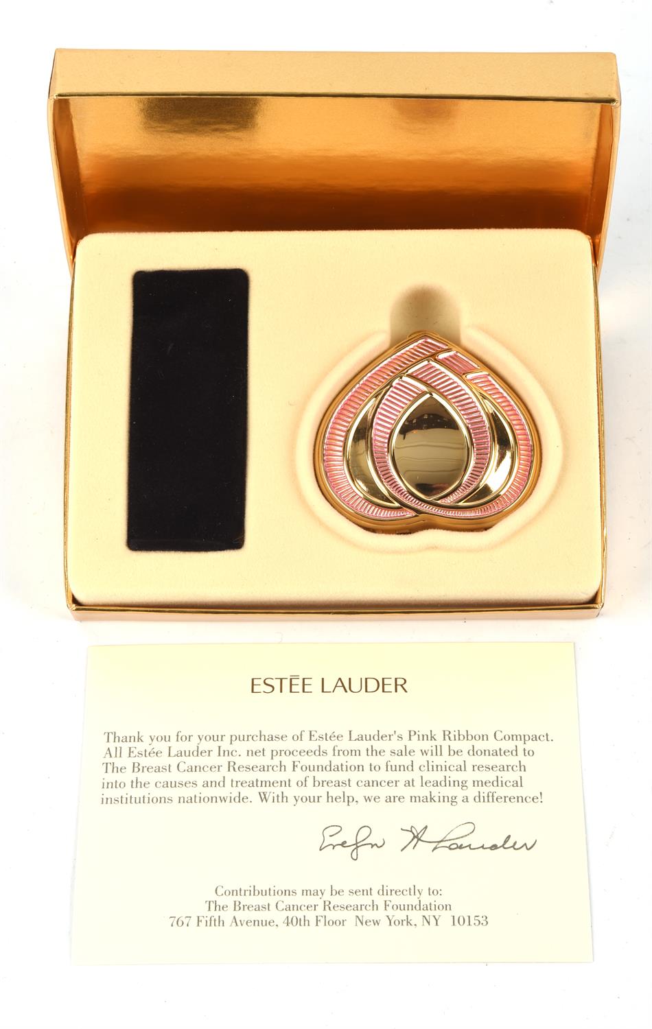ESTEE LAUDER collectable unused boxed Pink Ribbon mirrored compact ...