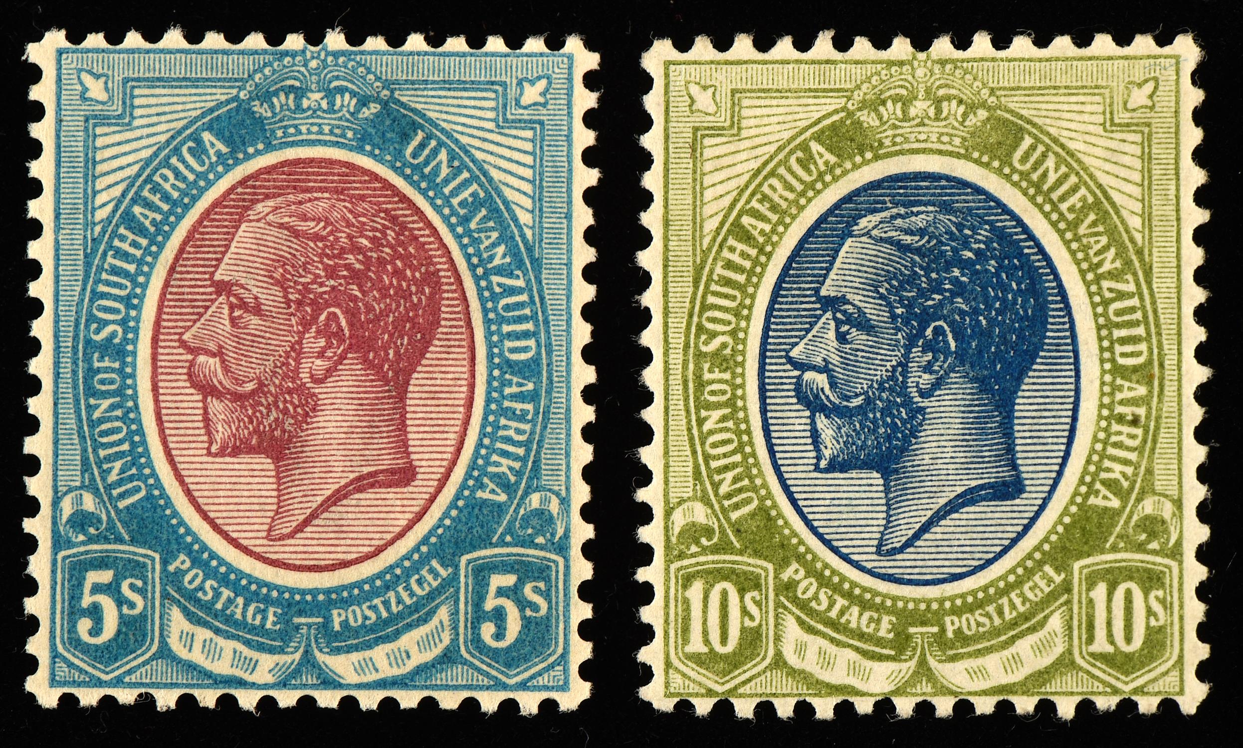stamps-south-africa-1913-24-george-v-5-and-10-sg-15-and-sg-16