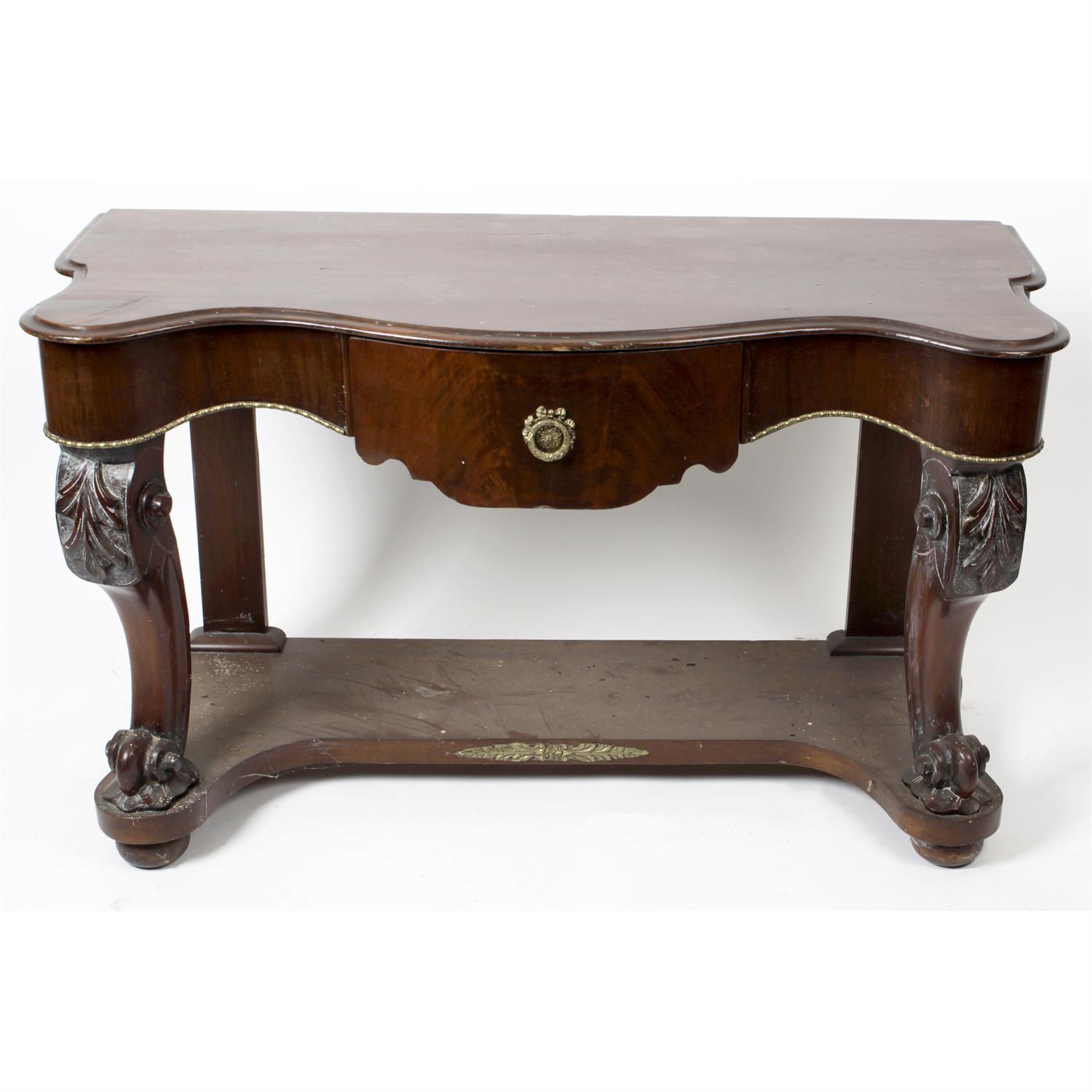 Assorted furniture to include a D shaped cutlery table with Elkington ...