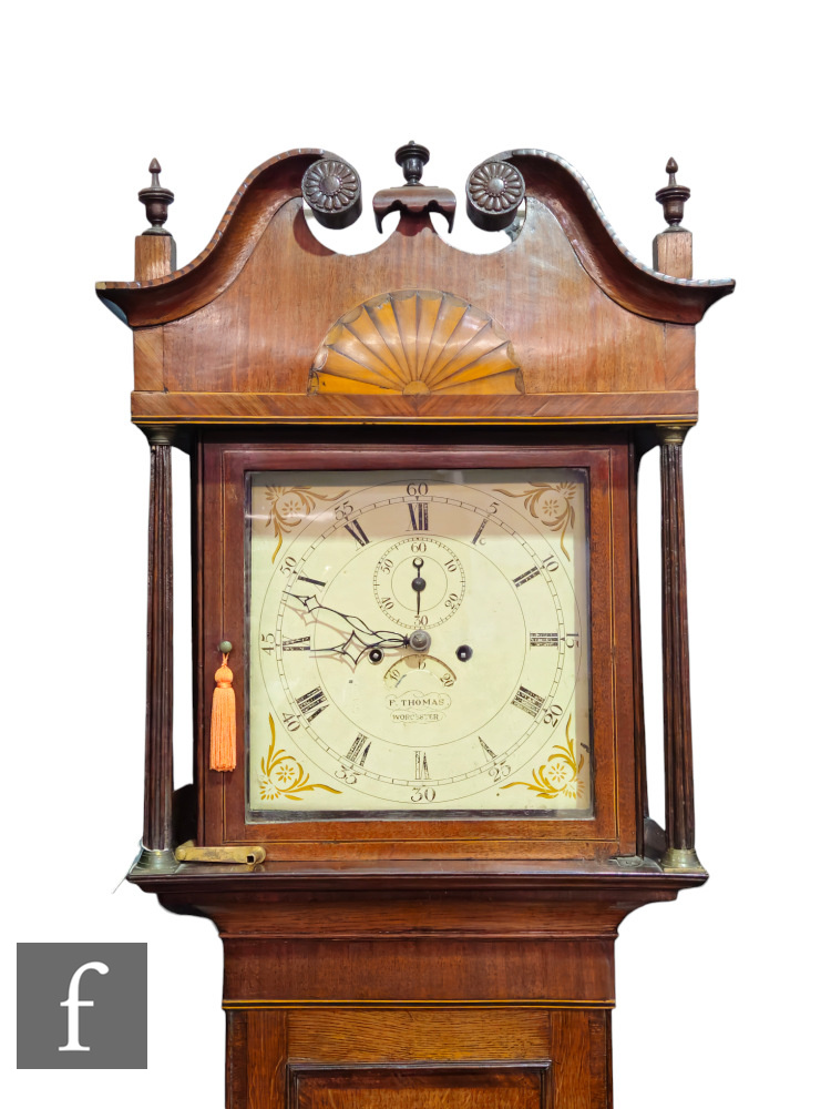 A 19th Century oak and mahogany crossbanded longcase clock by F Thomas ...