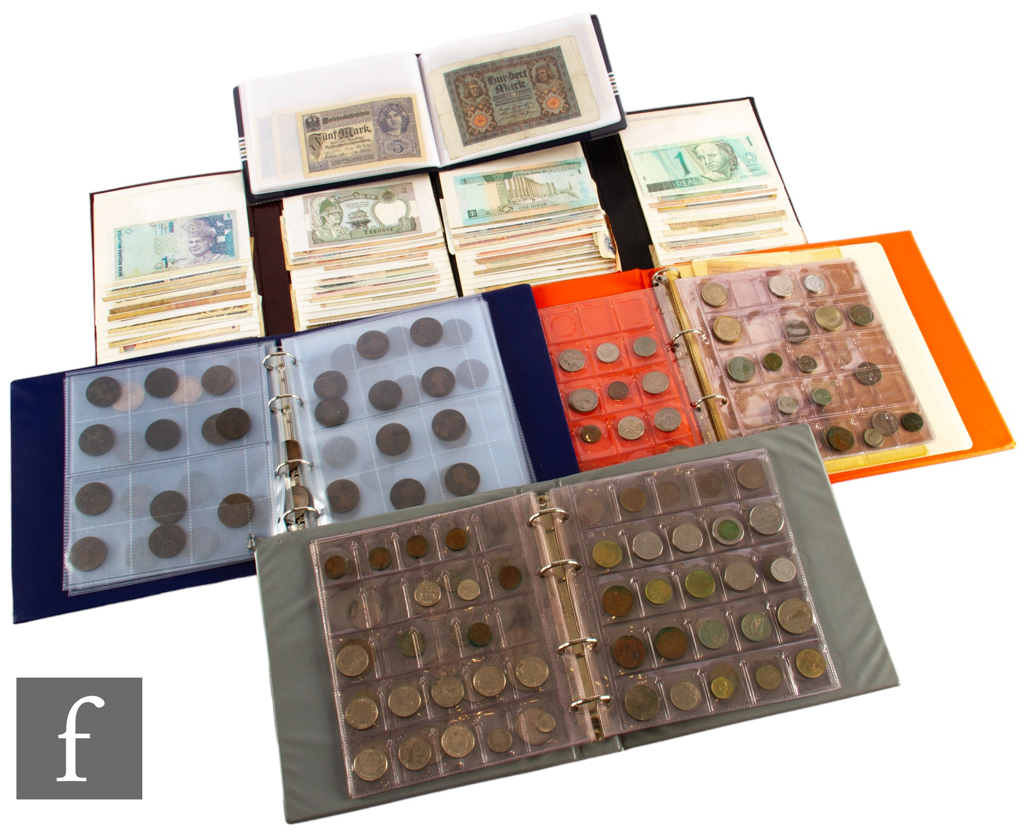 Banknotes - Three small flip albums to include notes from Germany, the ...