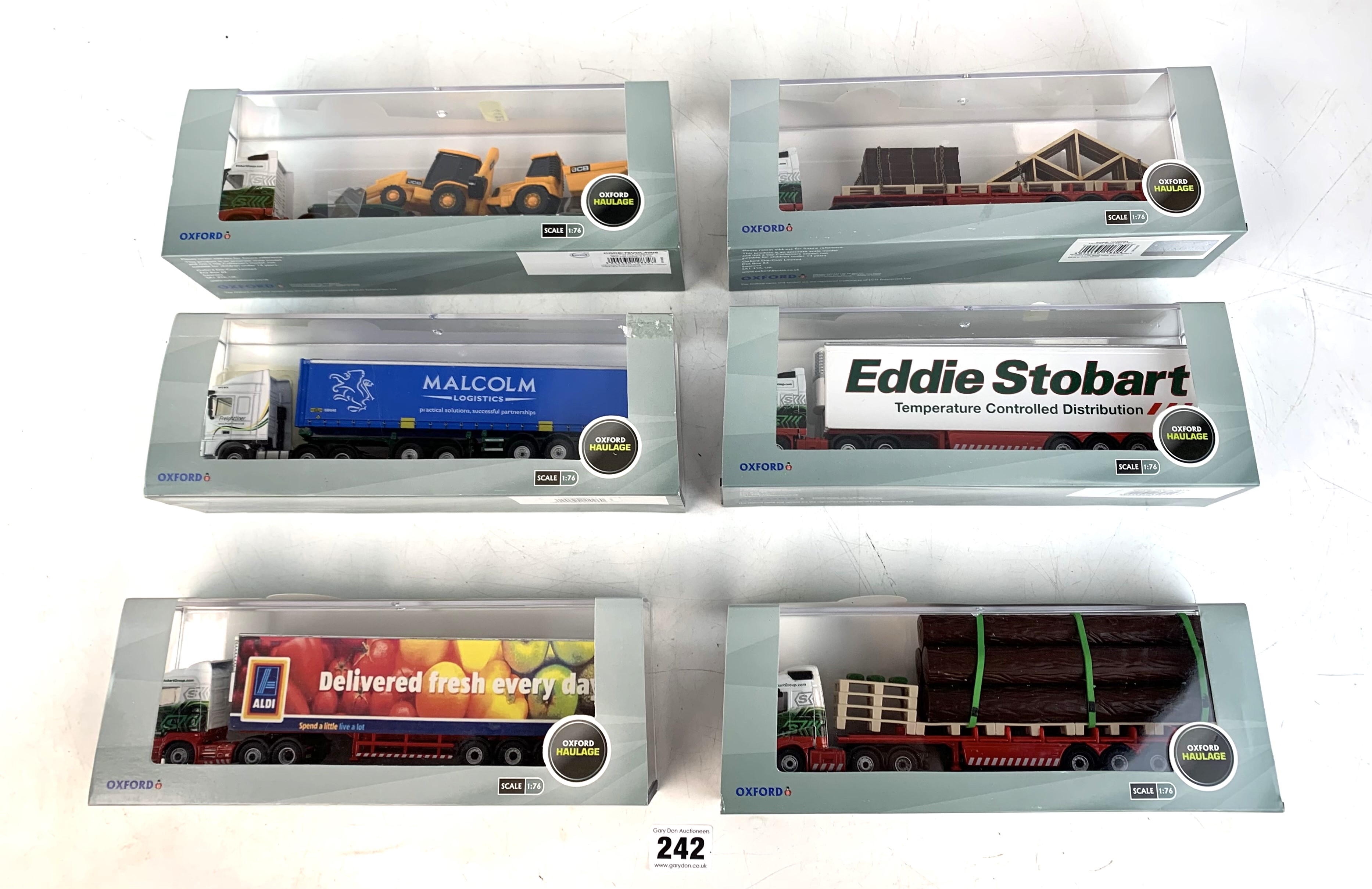 6 Oxford Haulage Eddie Stobart Ltd trucks, scale 1:76, all boxed